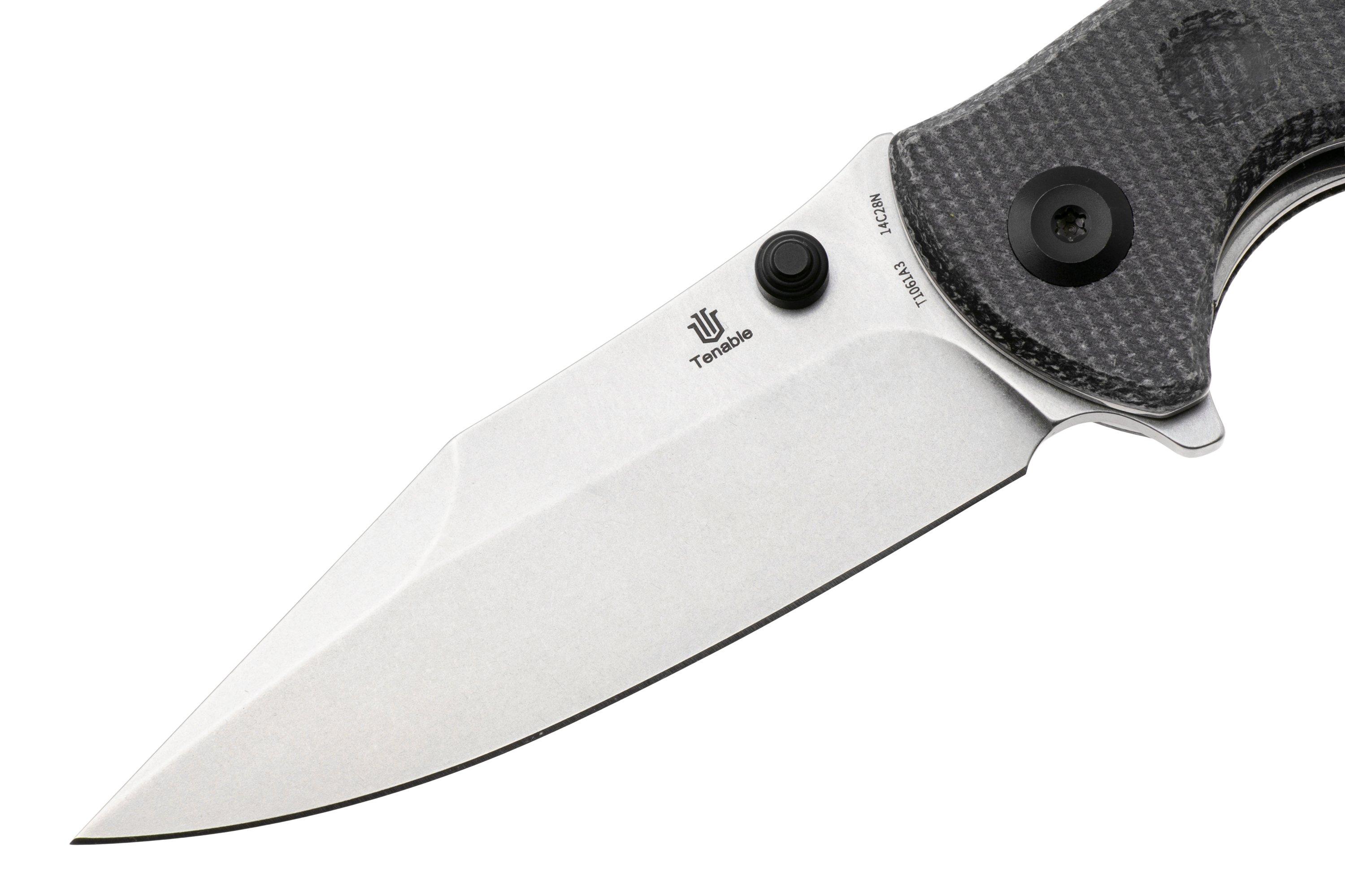 Tenable Knives Rei T1061A3 Stonewashed 14C28N, Black Micarta, pocket ...
