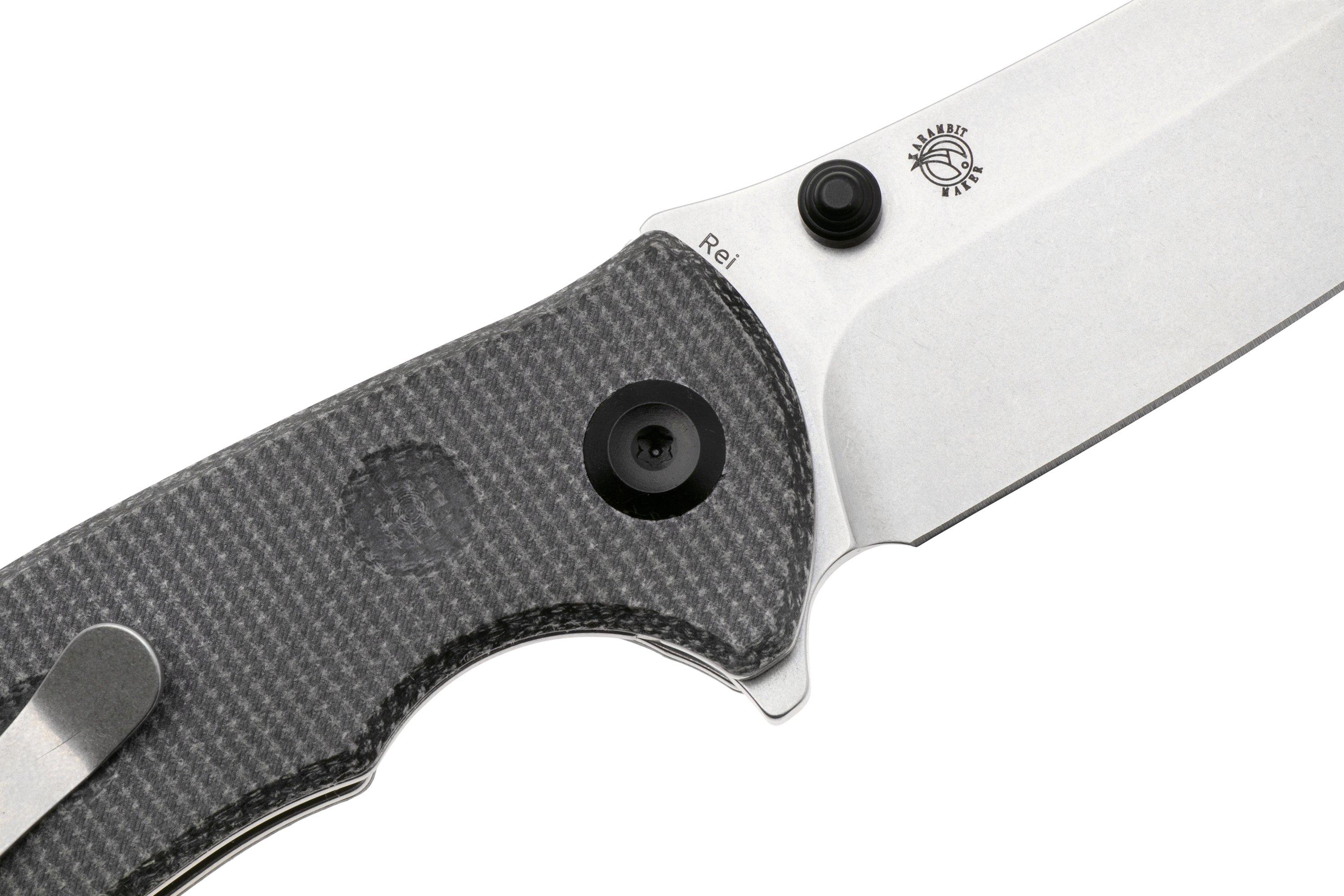 Tenable Knives Rei T1061A3 Stonewashed 14C28N, Black Micarta, pocket ...