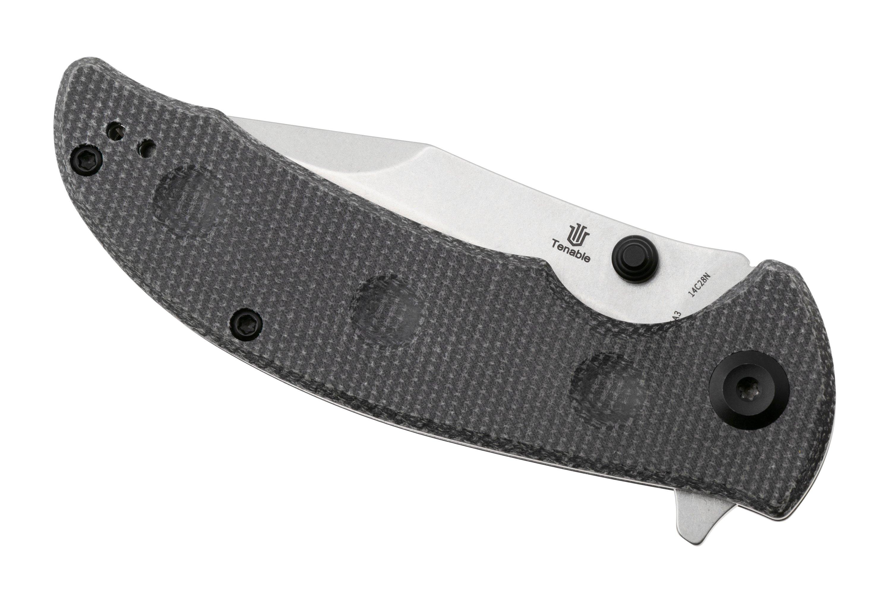 Tenable Knives Rei T1061A3 Stonewashed 14C28N, Black Micarta, pocket ...