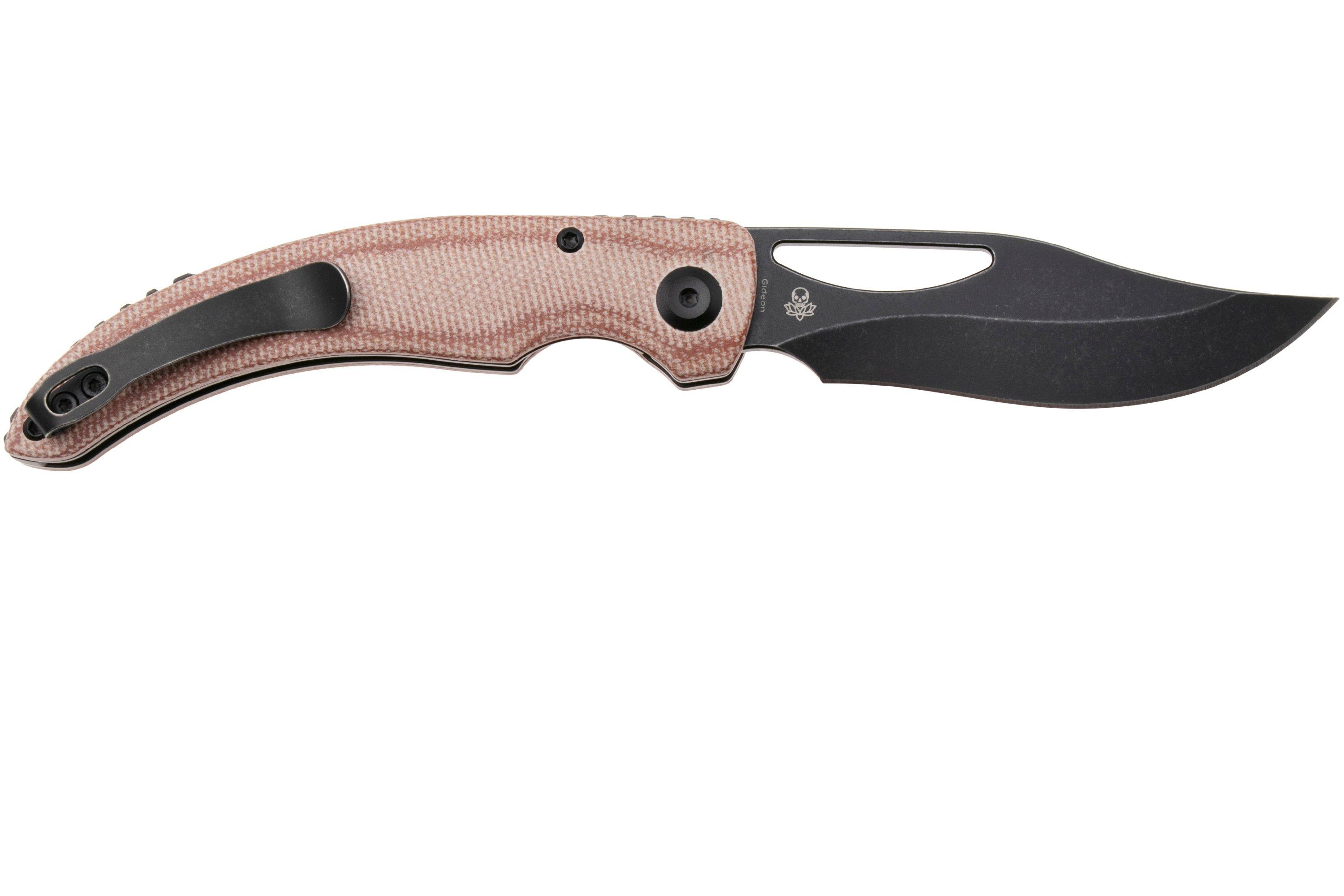 Tenable Knives Gideon T1119A2 Blackwashed Nitro-V, Brown Micarta ...