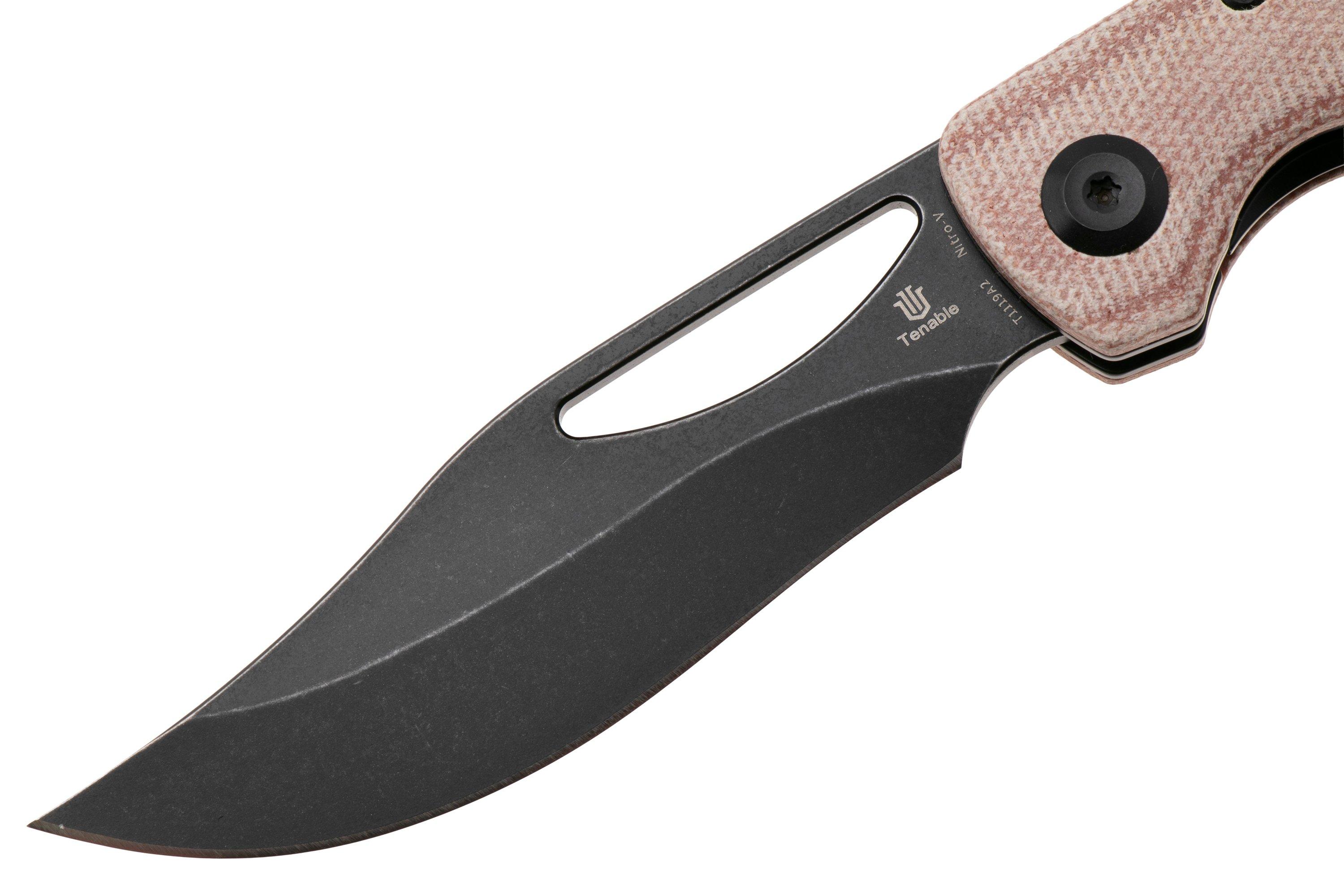 Tenable Knives Gideon T1119A2 Blackwashed Nitro-V, Brown Micarta ...