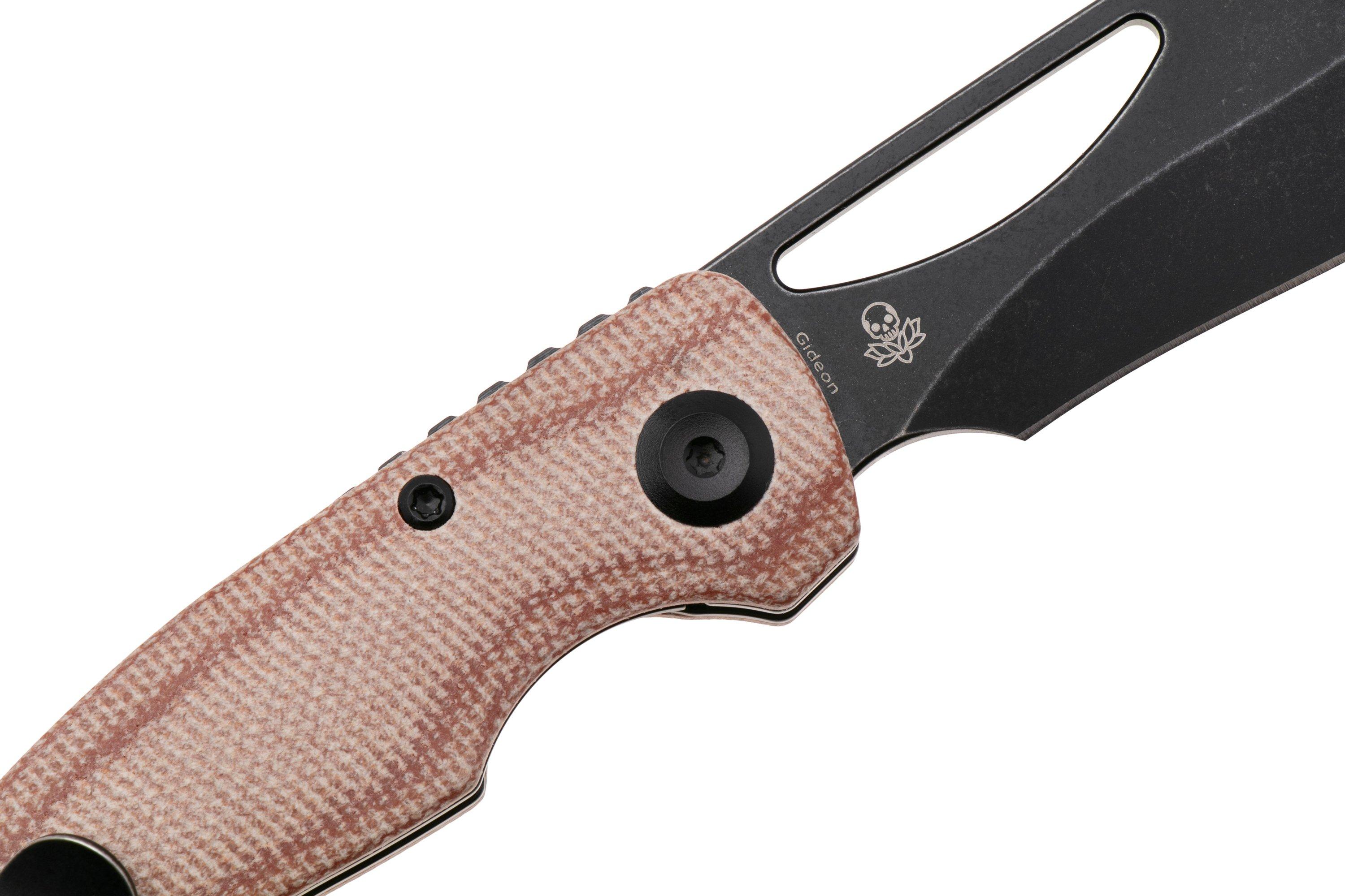 Tenable Knives Gideon T1119A2 Blackwashed Nitro-V, Brown Micarta ...