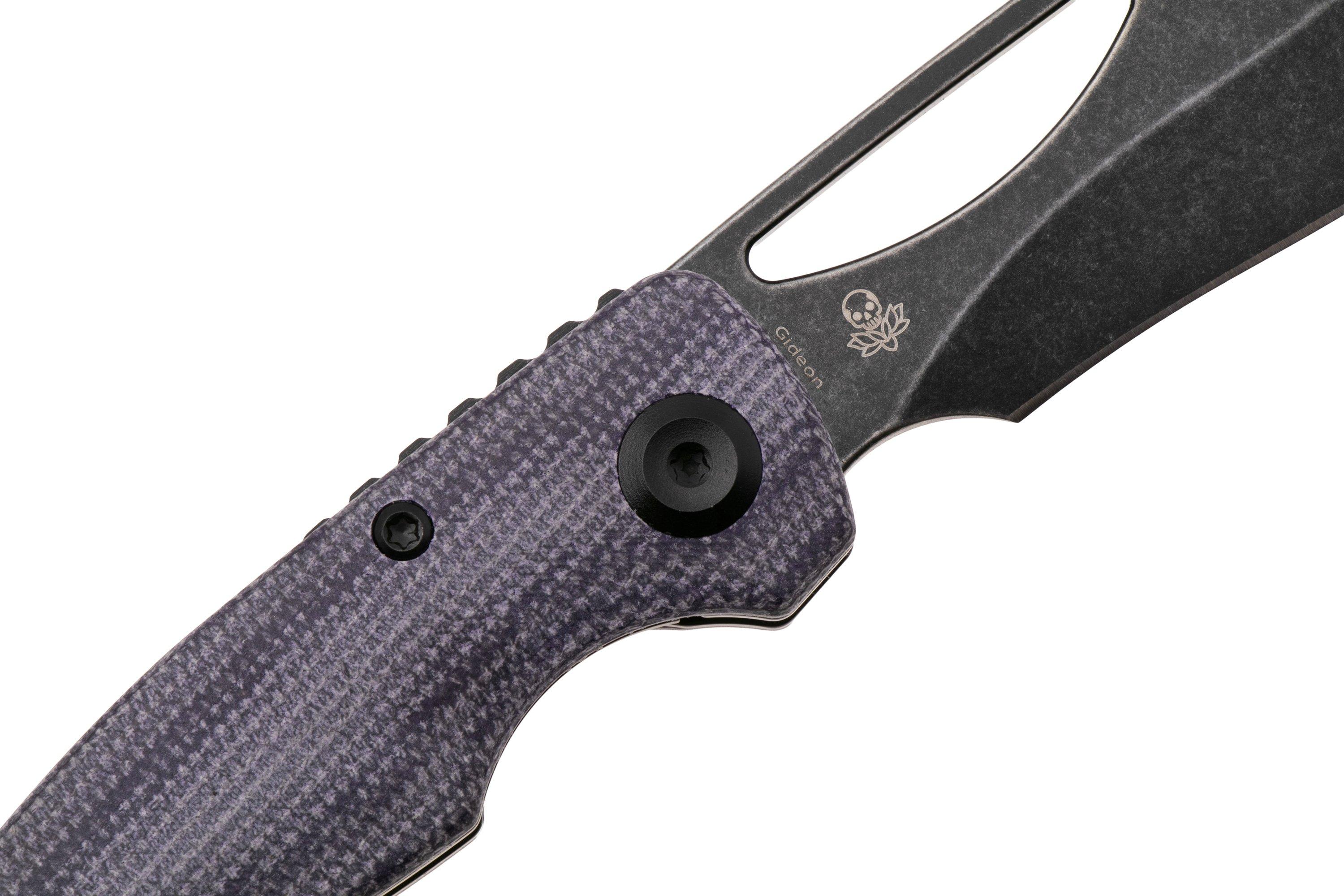 Tenable Knives Gideon T1119A4 Blackwashed Nitro-V, Purple Micarta ...