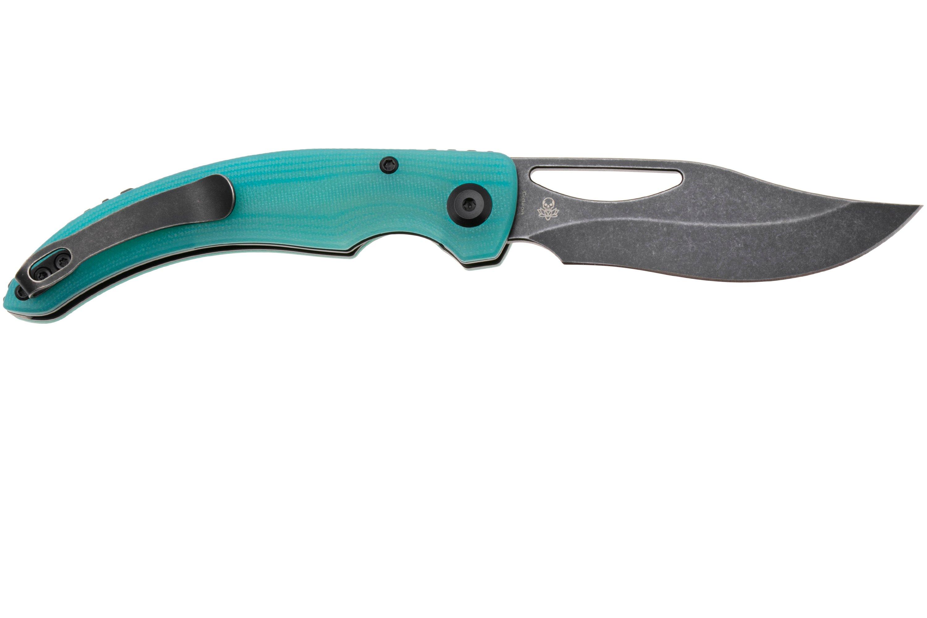 Tenable Knives Gideon T1119A5 Blackwashed Nitro-V, Blue G10, pocket ...