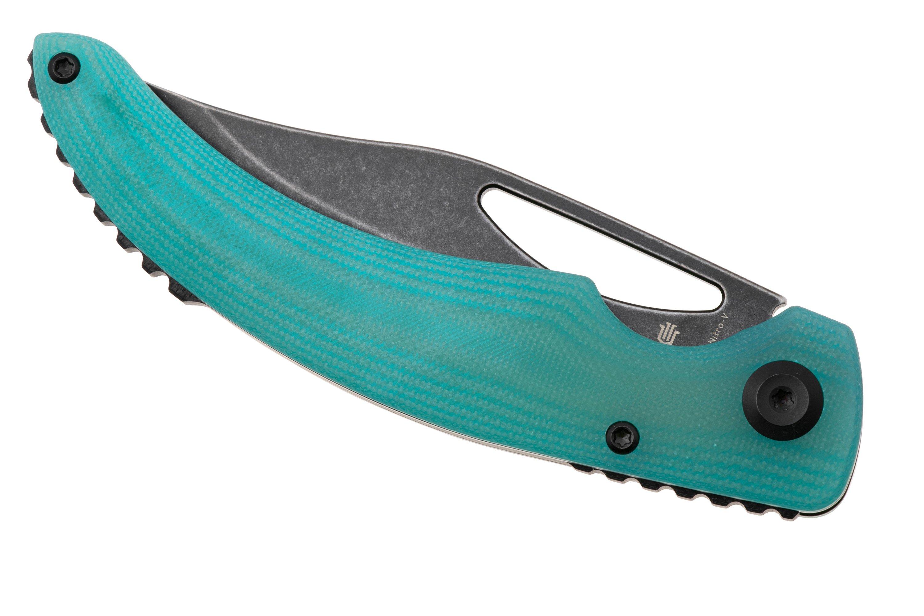 Tenable Knives Gideon T1119A5 Blackwashed Nitro-V, Blue G10, pocket ...