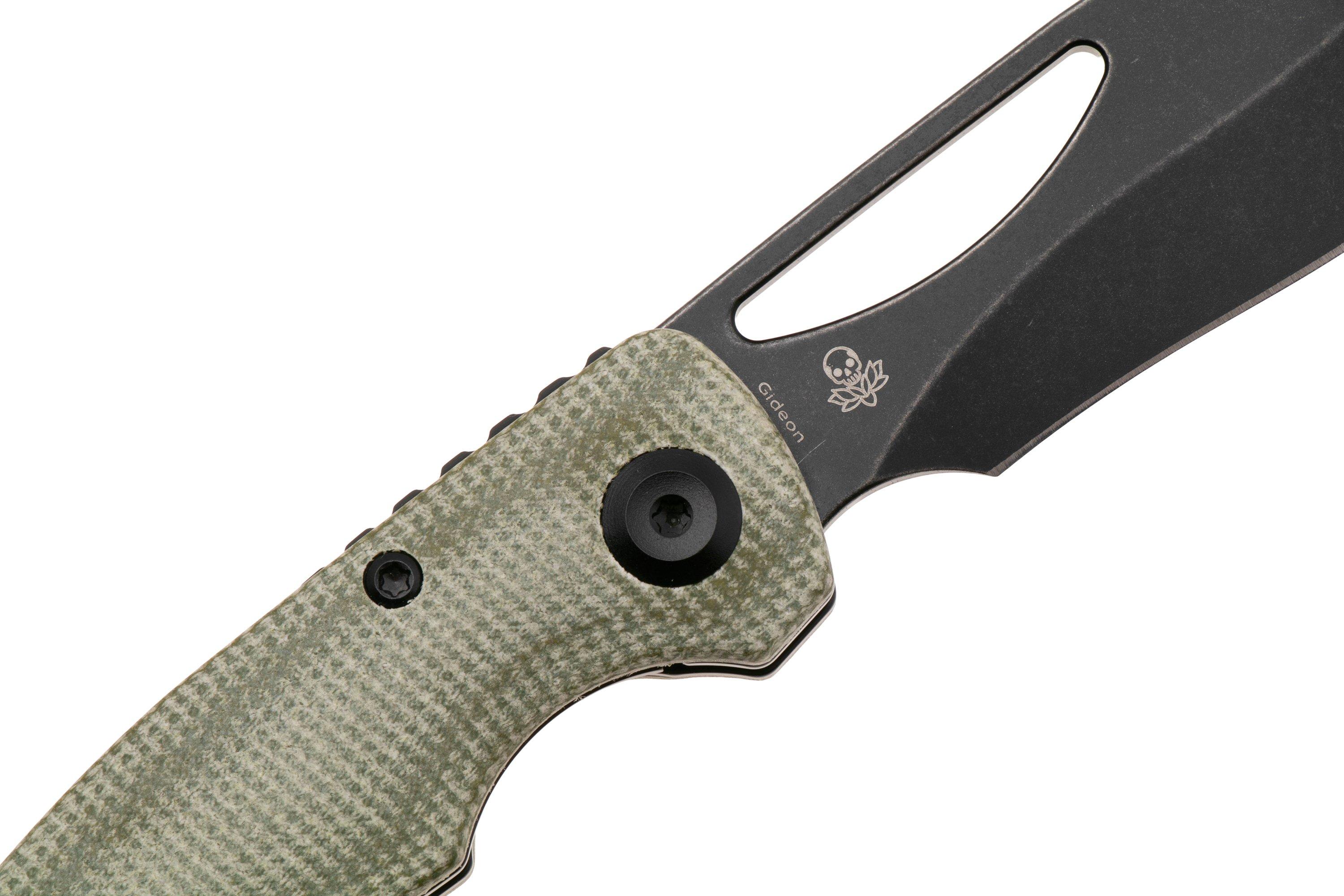 Tenable Knives Gideon T1119A6 Blackwashed Nitro-V, Green Micarta ...