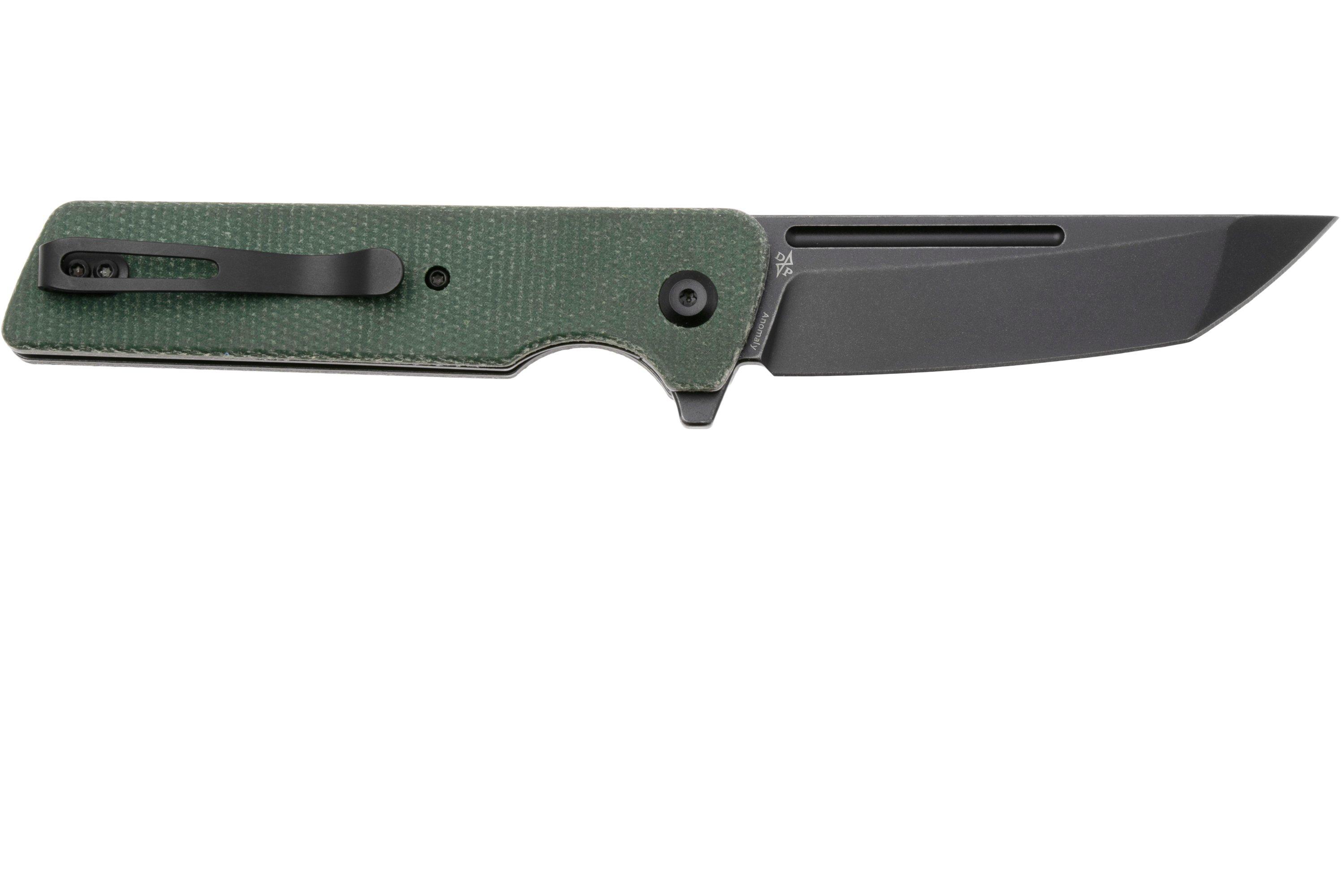 Tenable Knives Anomaly T2038T2 Blackwashed Nitro-V, Green Micarta ...