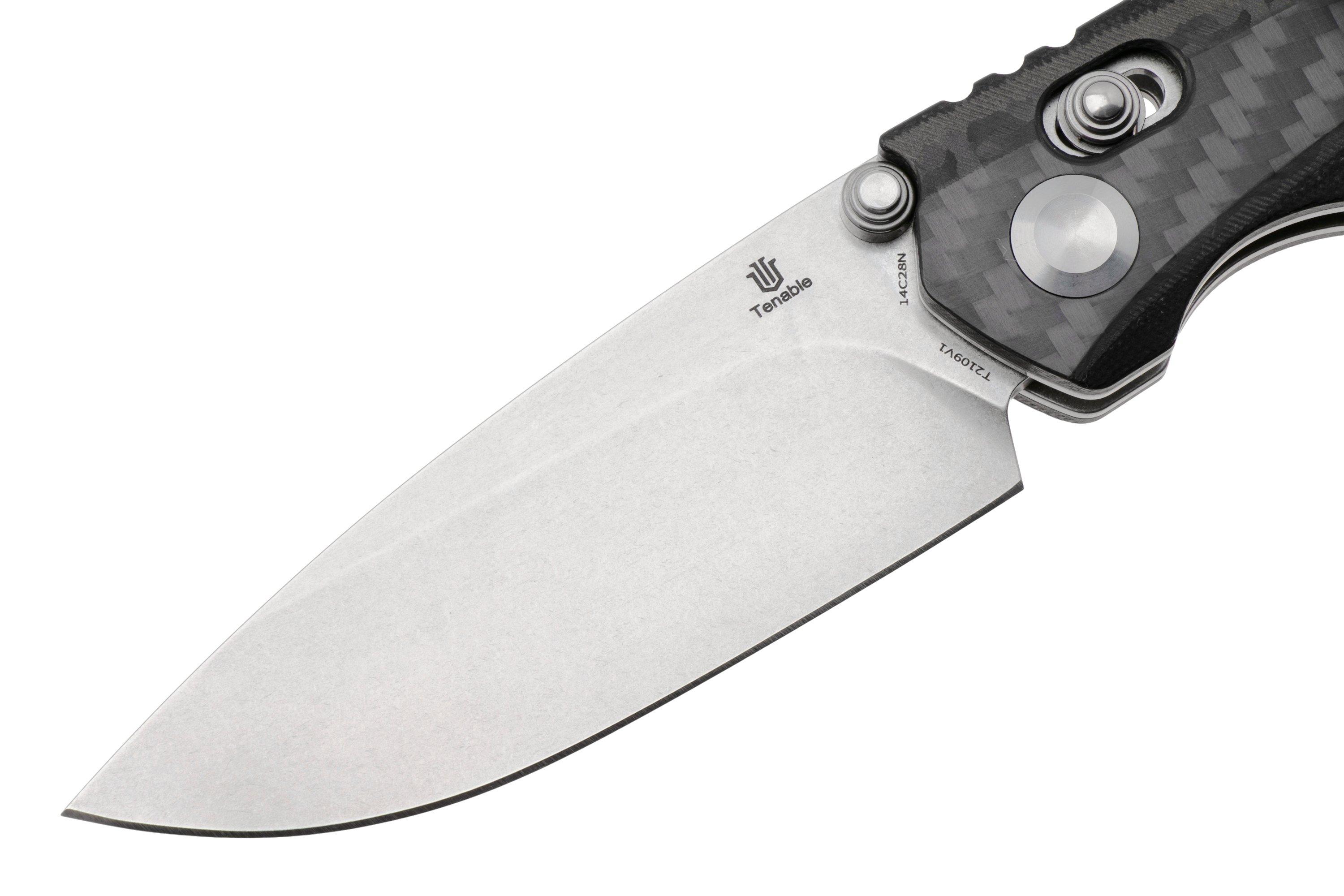 Tenable Knives Raven T2109V1 Stonewashed 14C28N, Twill Carbon Fiber ...