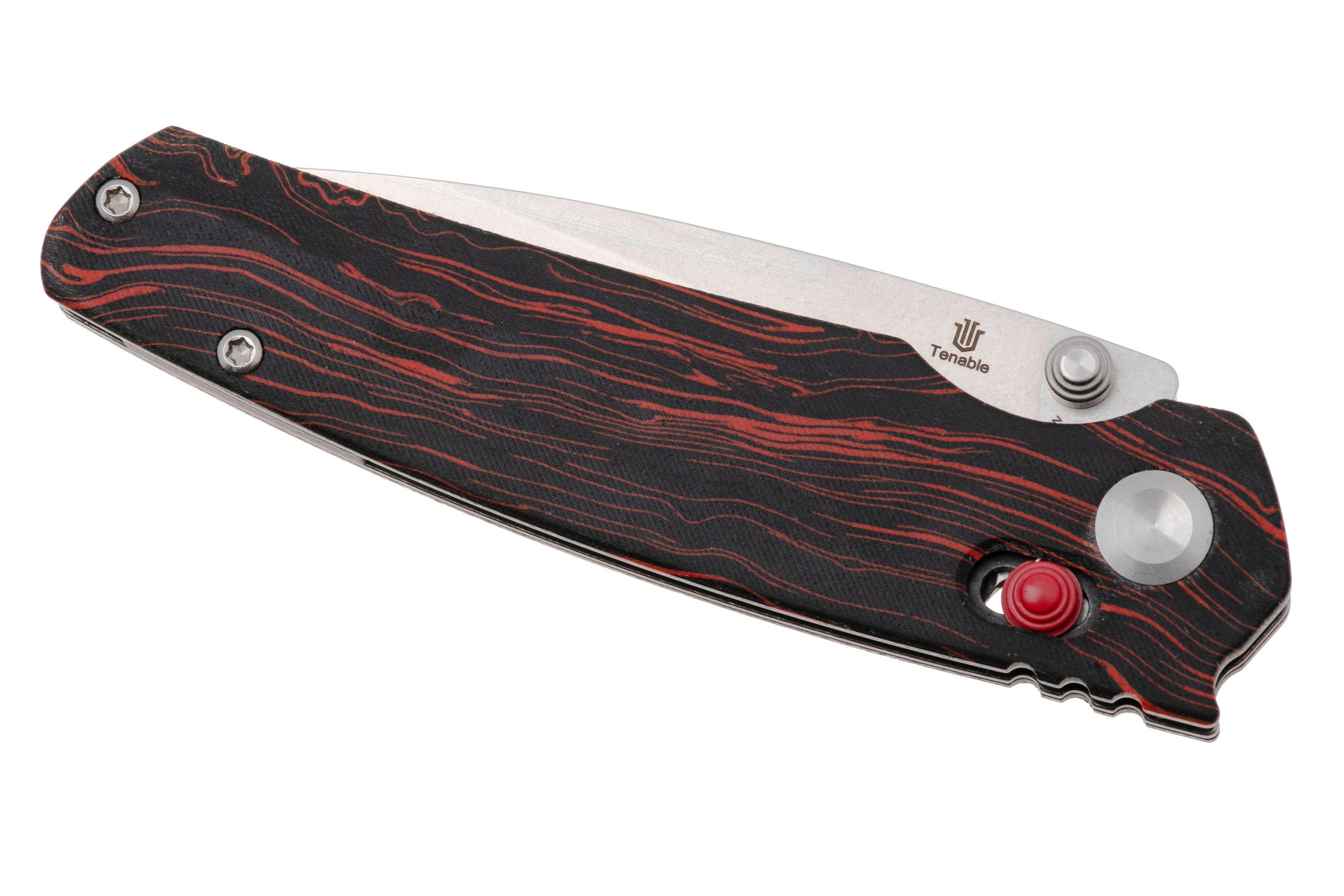 Tenable Knives Raven T2109V3 Stonewashed 14C28N, Red Black G-Mascus ...