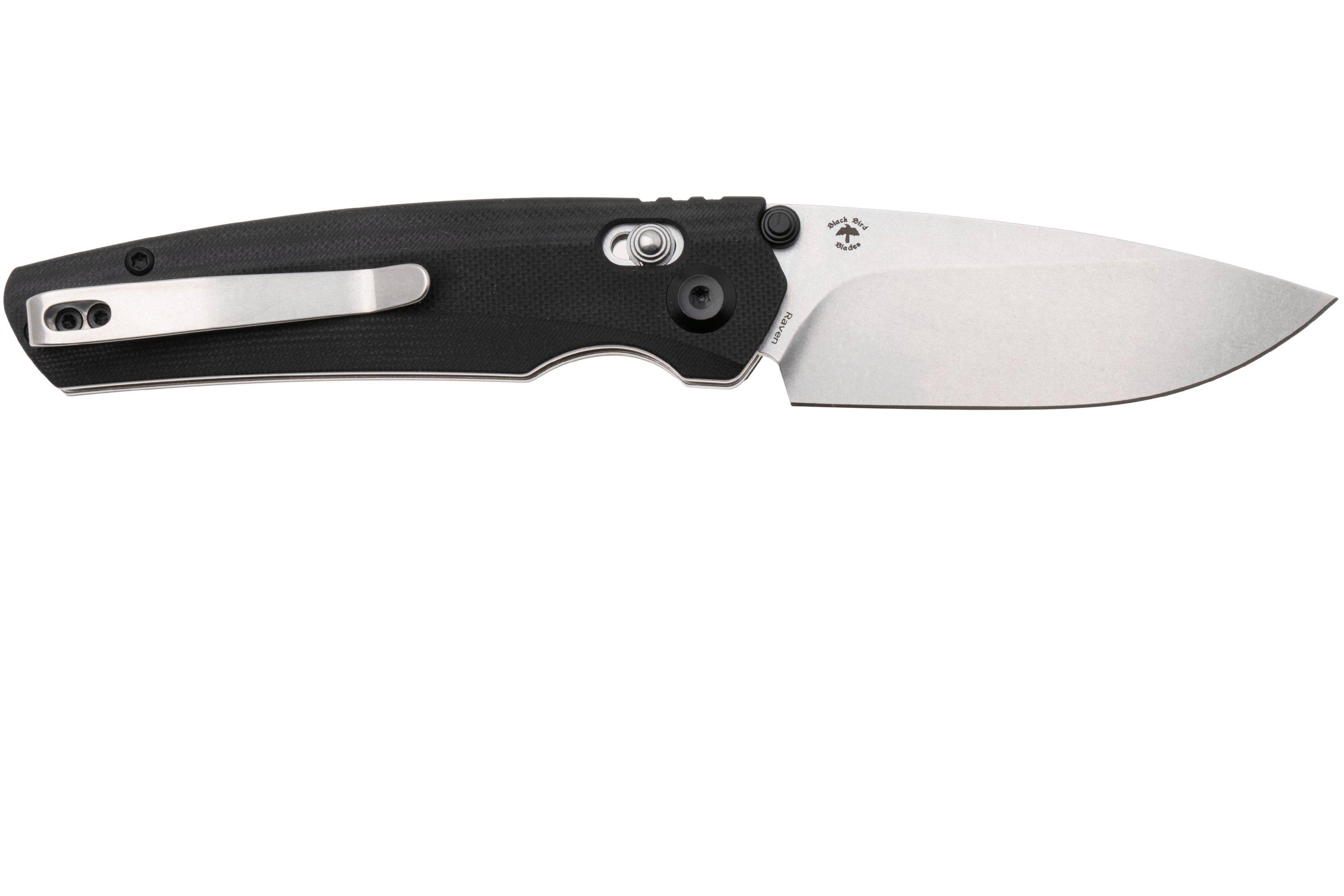 Tenable Knives Raven T2109V4 Stonewashed 14C28N, Black G10, pocket ...