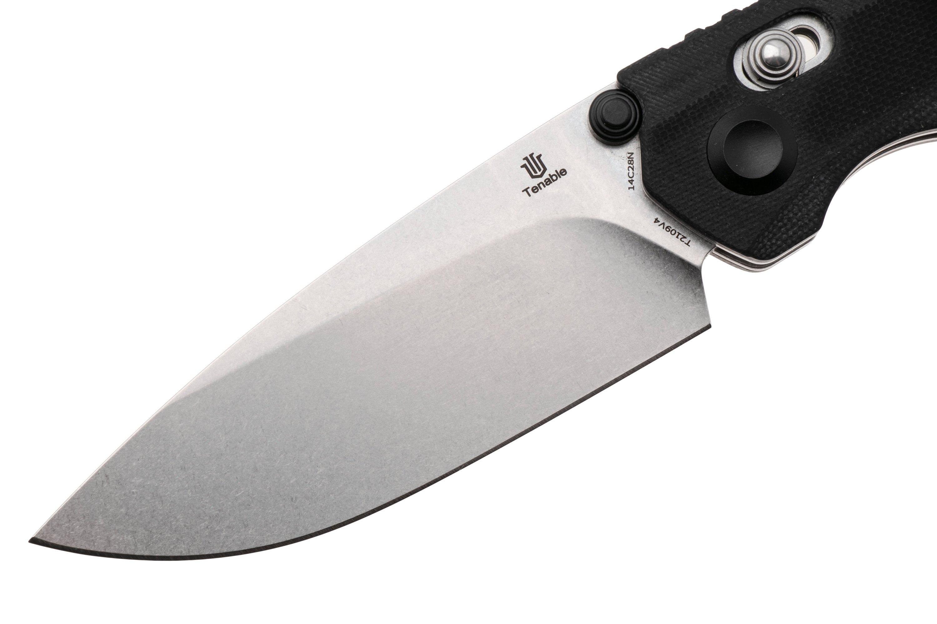 Tenable Knives Raven T2109V4 Stonewashed 14C28N, Black G10, pocket ...