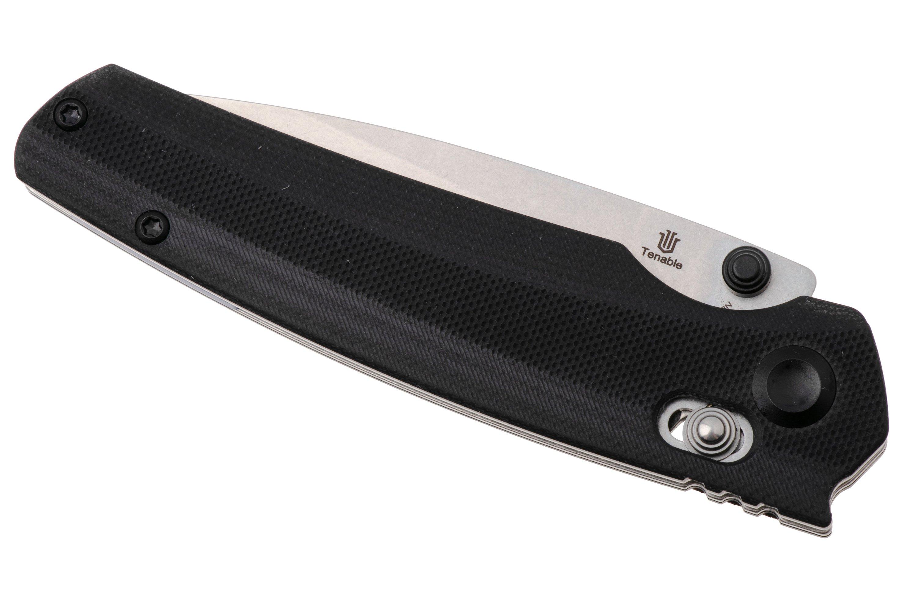 Tenable Knives Raven T2109V4 Stonewashed 14C28N, Black G10, pocket ...