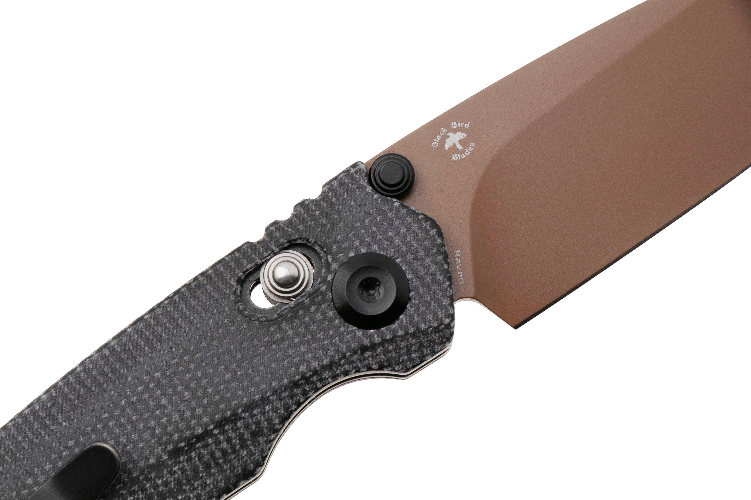 Tenable Knives Raven T2109V6 Rose Gold Coated 14C28N, Black Micarta ...