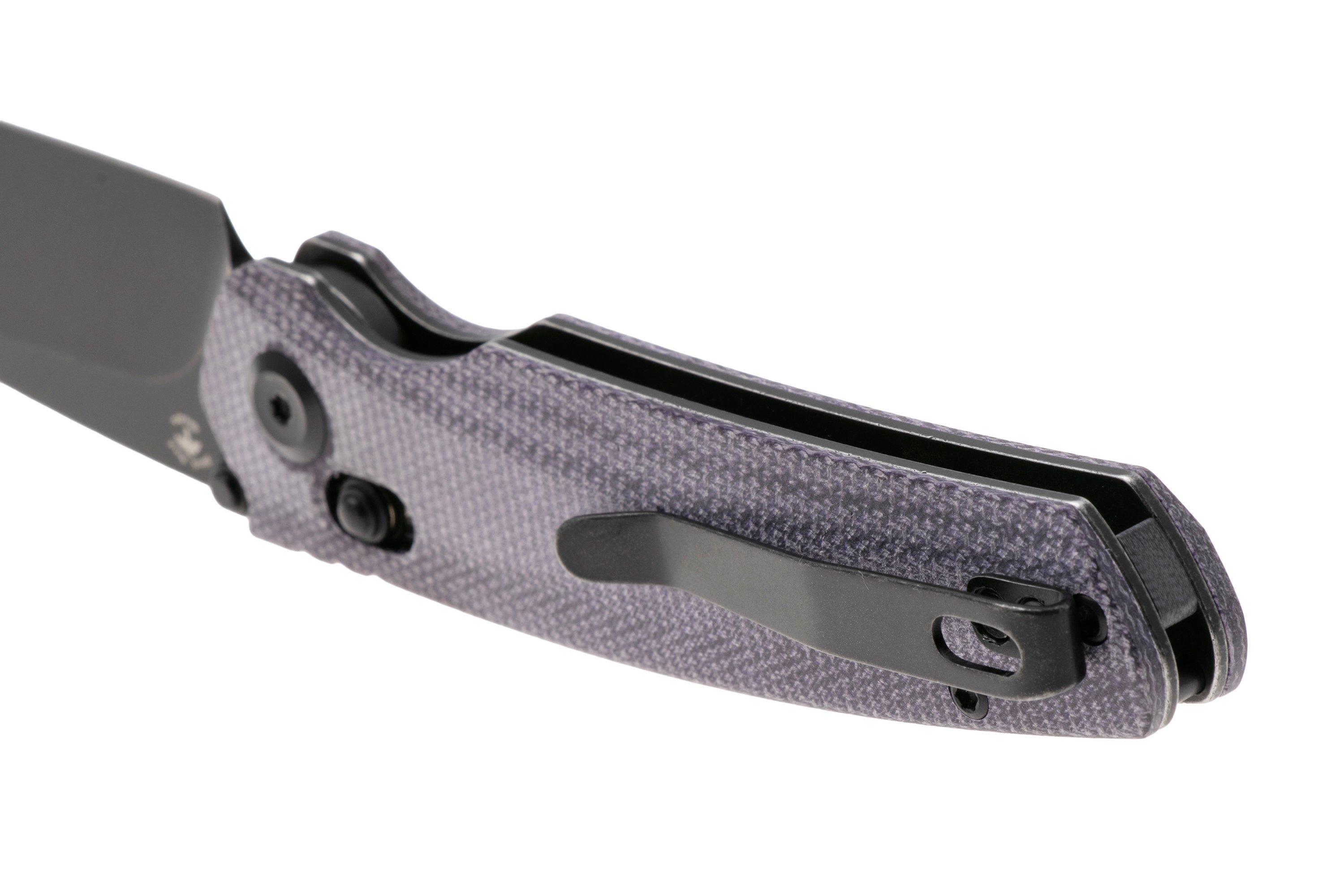 Tenable Knives Raven T2109V7 Blackwashed 14C28N, Purple Micarta, pocket ...