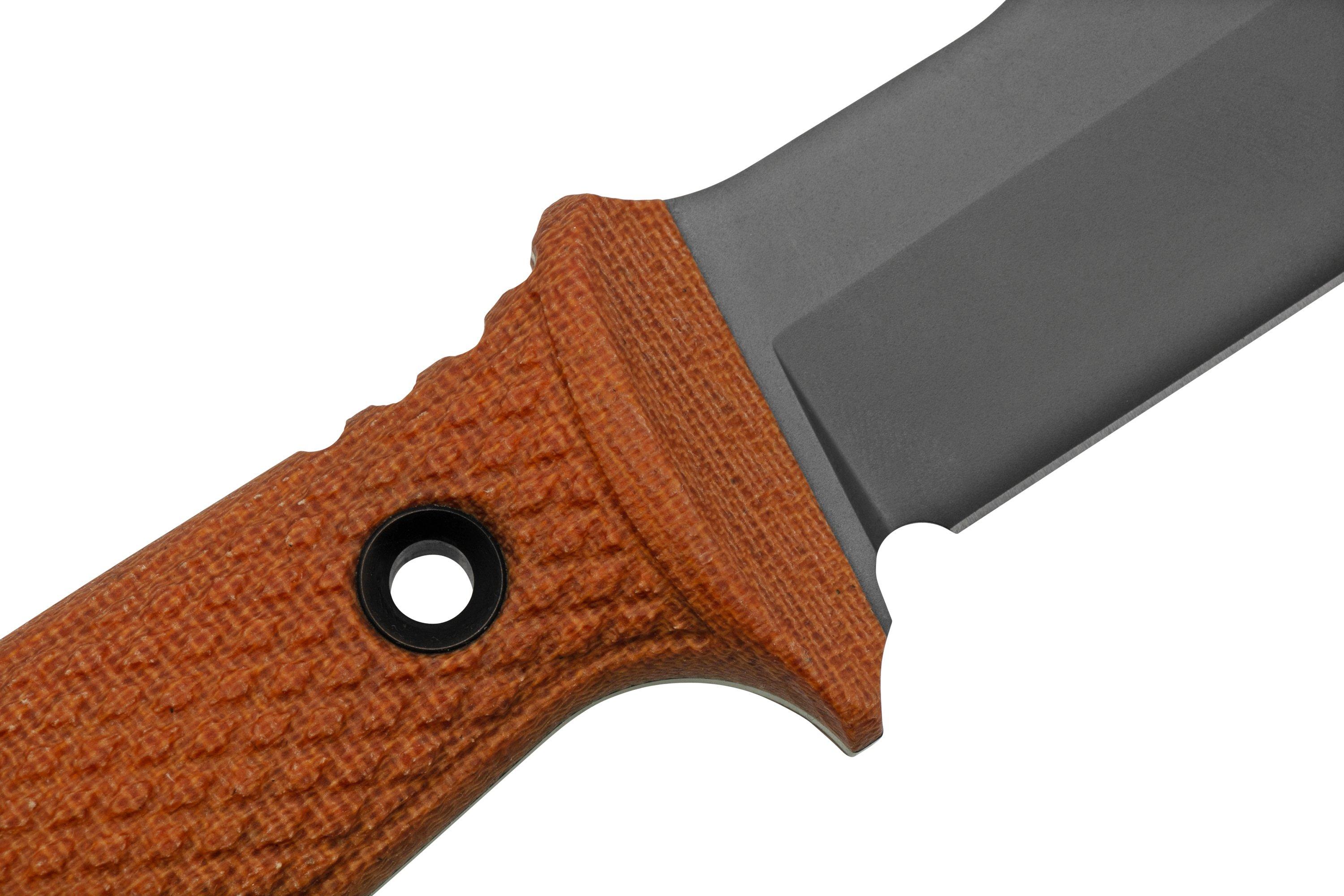 TRC Knives M-1SLG-NCM, V4E Steel Black DLC, Natural Canvas Micarta ...