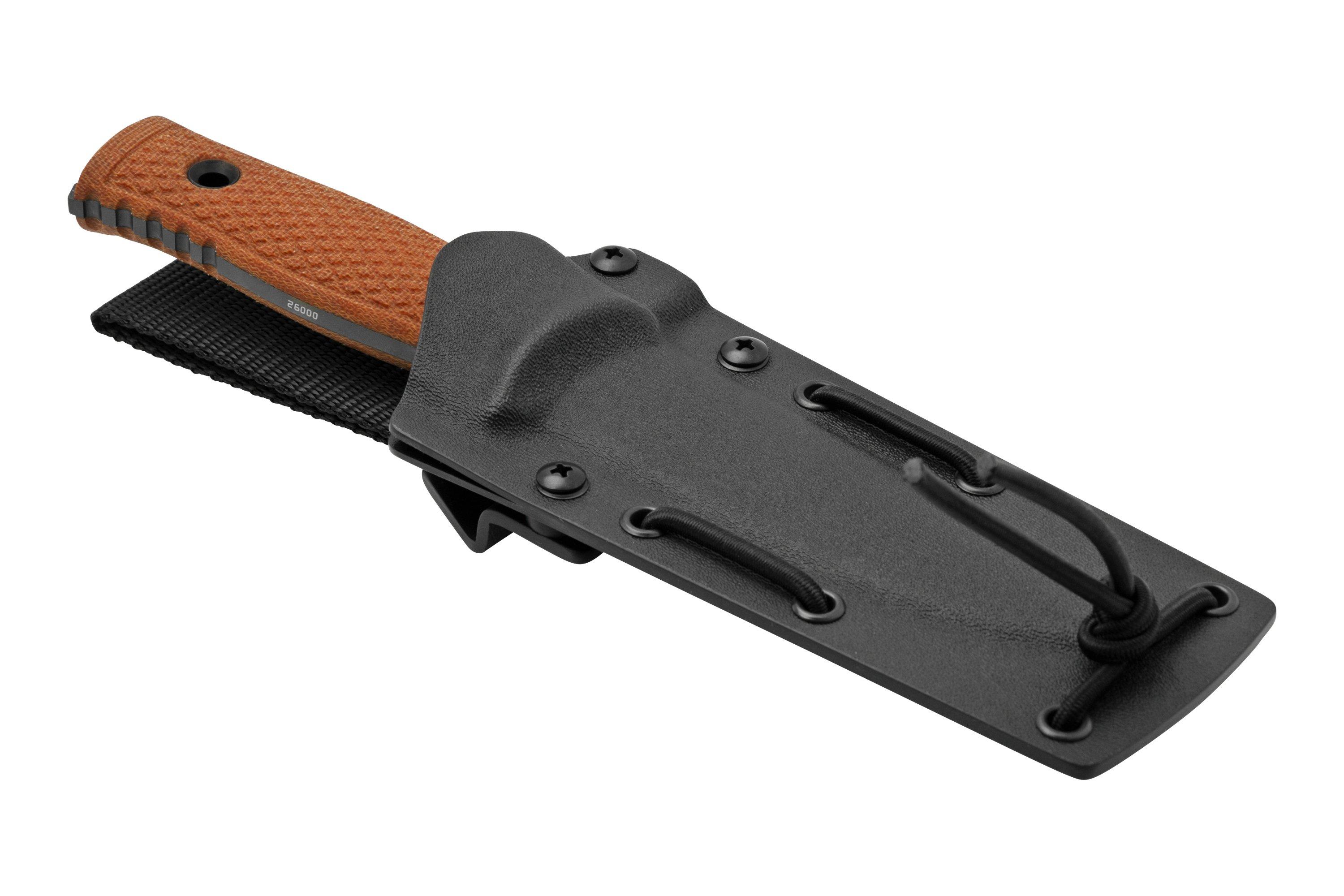 TRC Knives M-1SLG-NCM, V4E Steel Black DLC, Natural Canvas Micarta ...