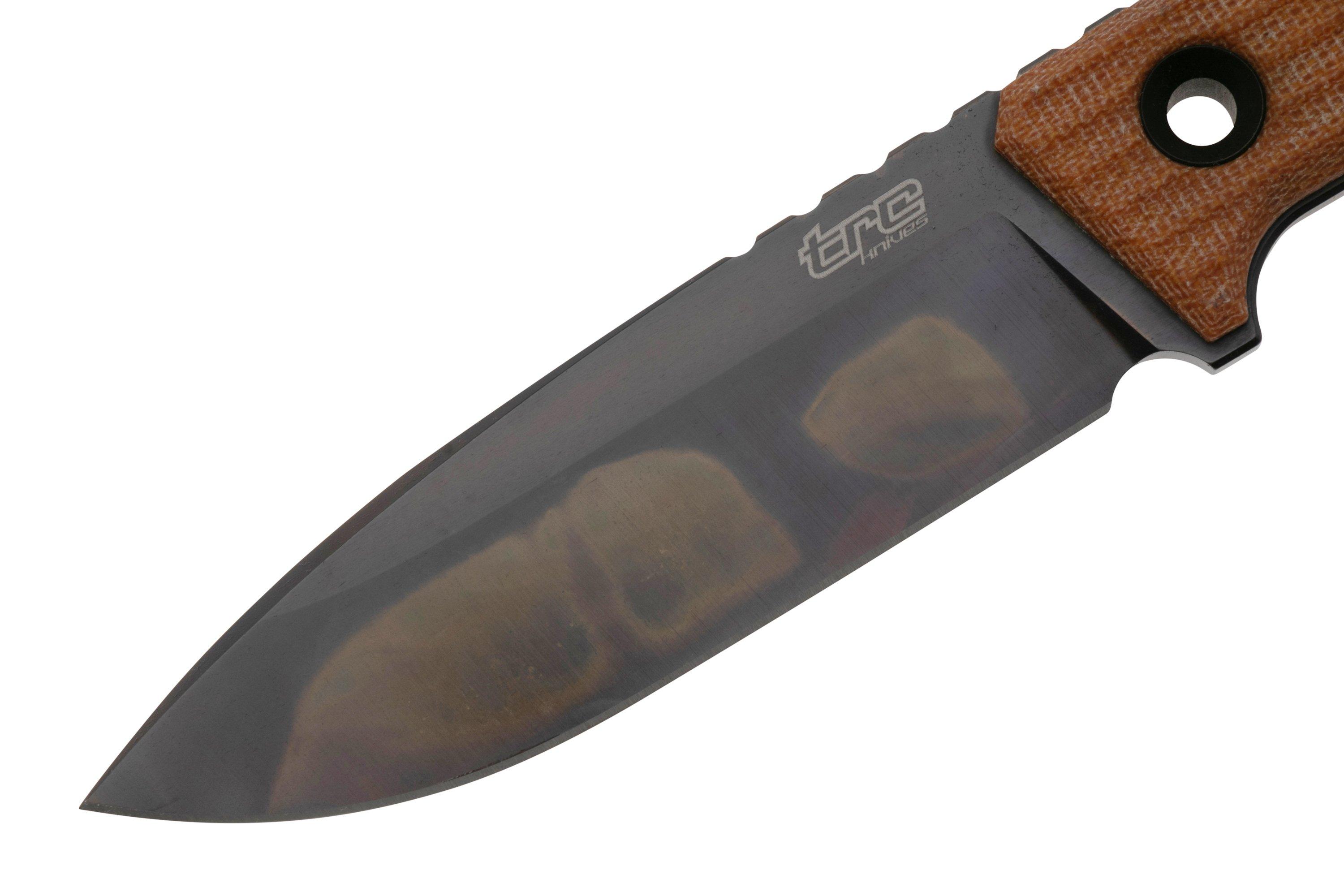 TRC Knives Urban Tactical, Elmax, Apocalyptic Finish, Natural Canvas Micarta, survival knife ...