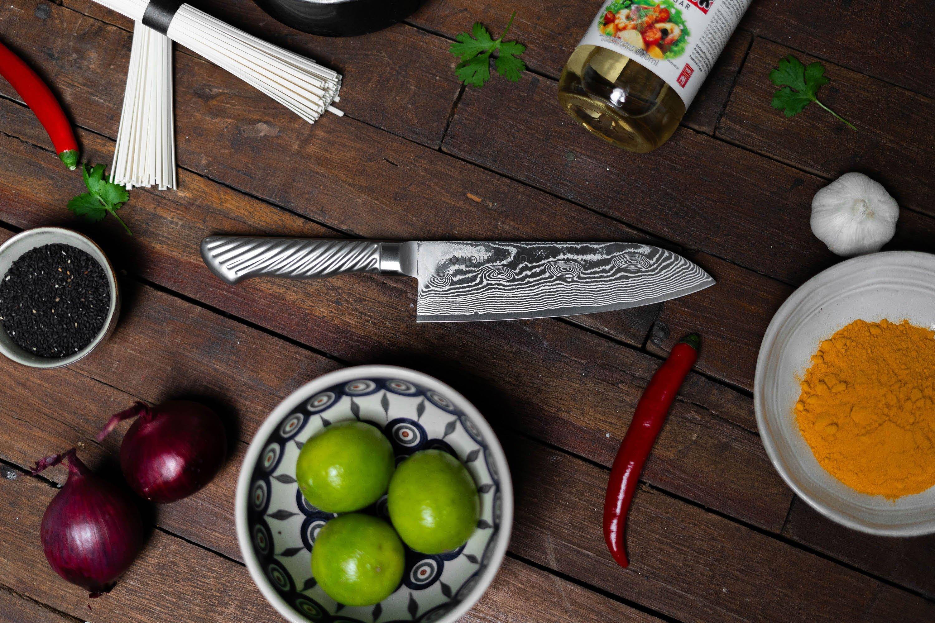 Tojiro Pro F-1036 Nickel Damascus 63-layered, santoku, 17 cm ...