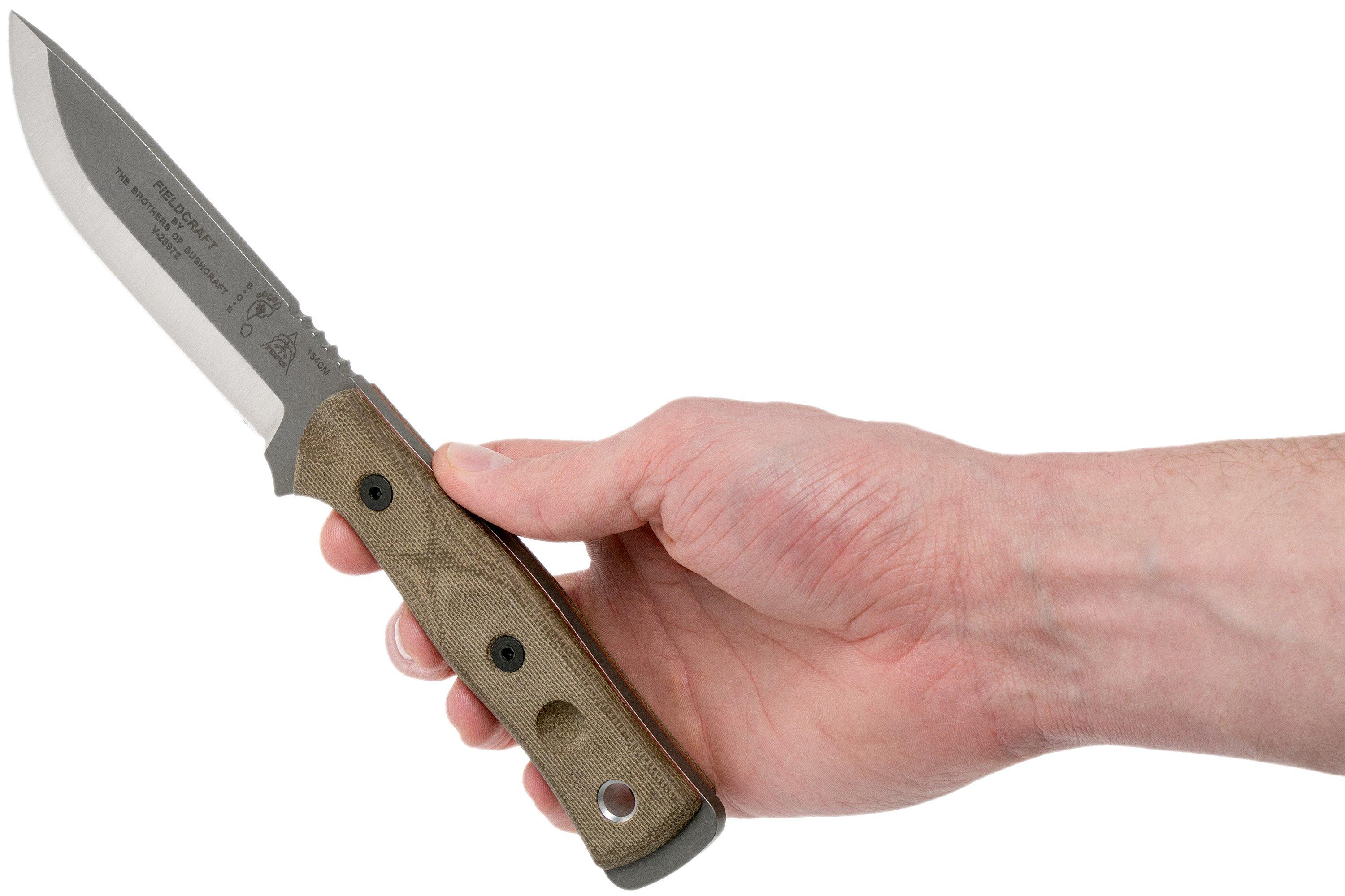 TOPS Knives B.O.B. Fieldcraft 154CM Green Canvas Micarta BROS-154-GCM ...