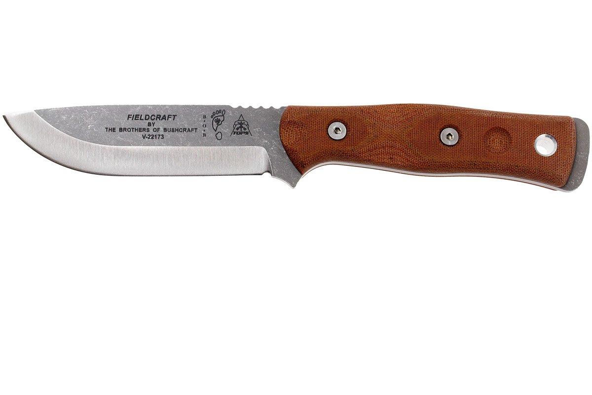 TOPS Knives B.O.B. Fieldcraft Brown Micarta, tumbled finish BROS-TBF ...
