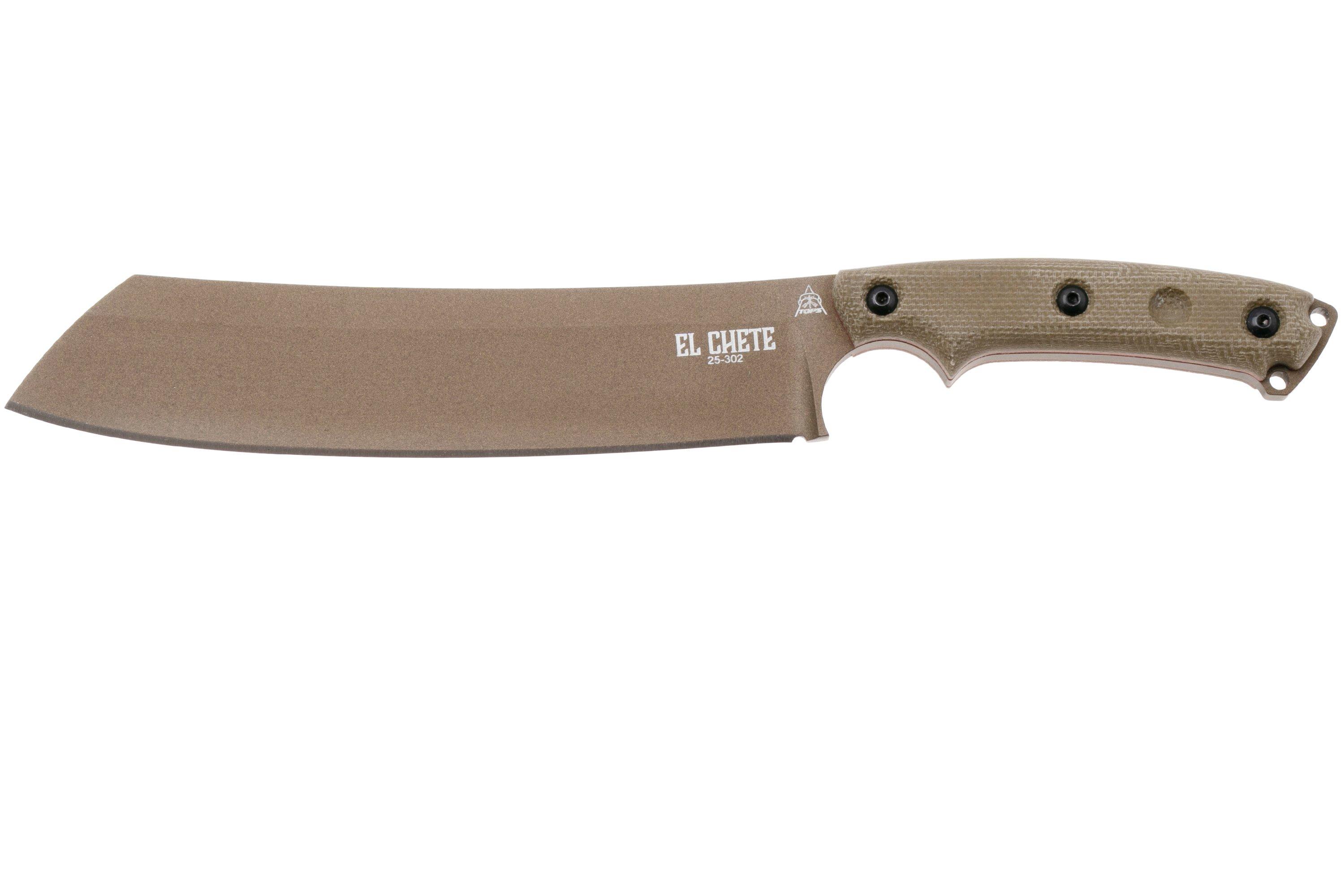 TOPS Knives El Chete Mini ELCHM-01 Midnight Bronze 1095, Green Micarta ...