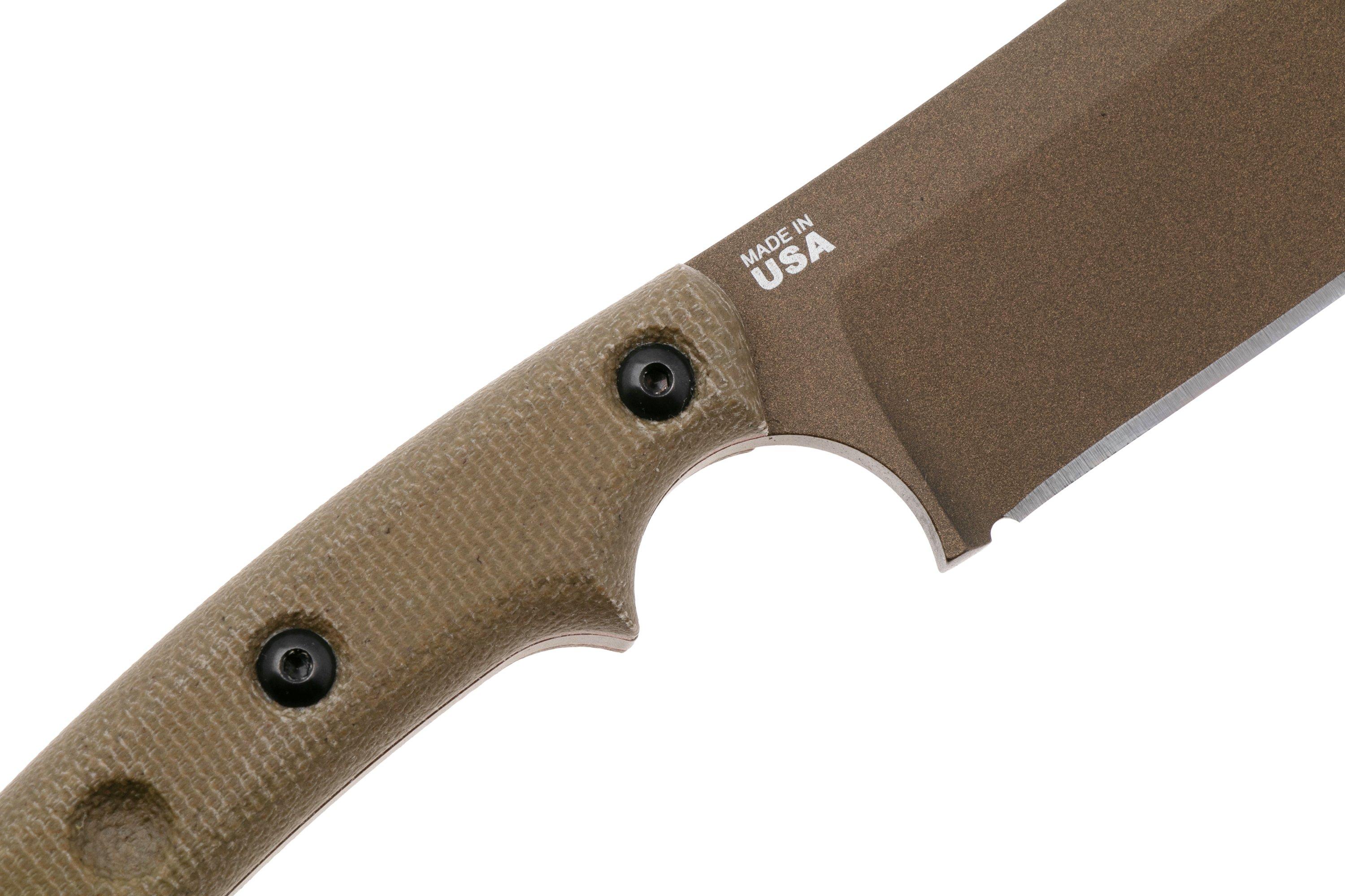 TOPS Knives El Chete Mini ELCHM-01 Midnight Bronze 1095, Green Micarta ...
