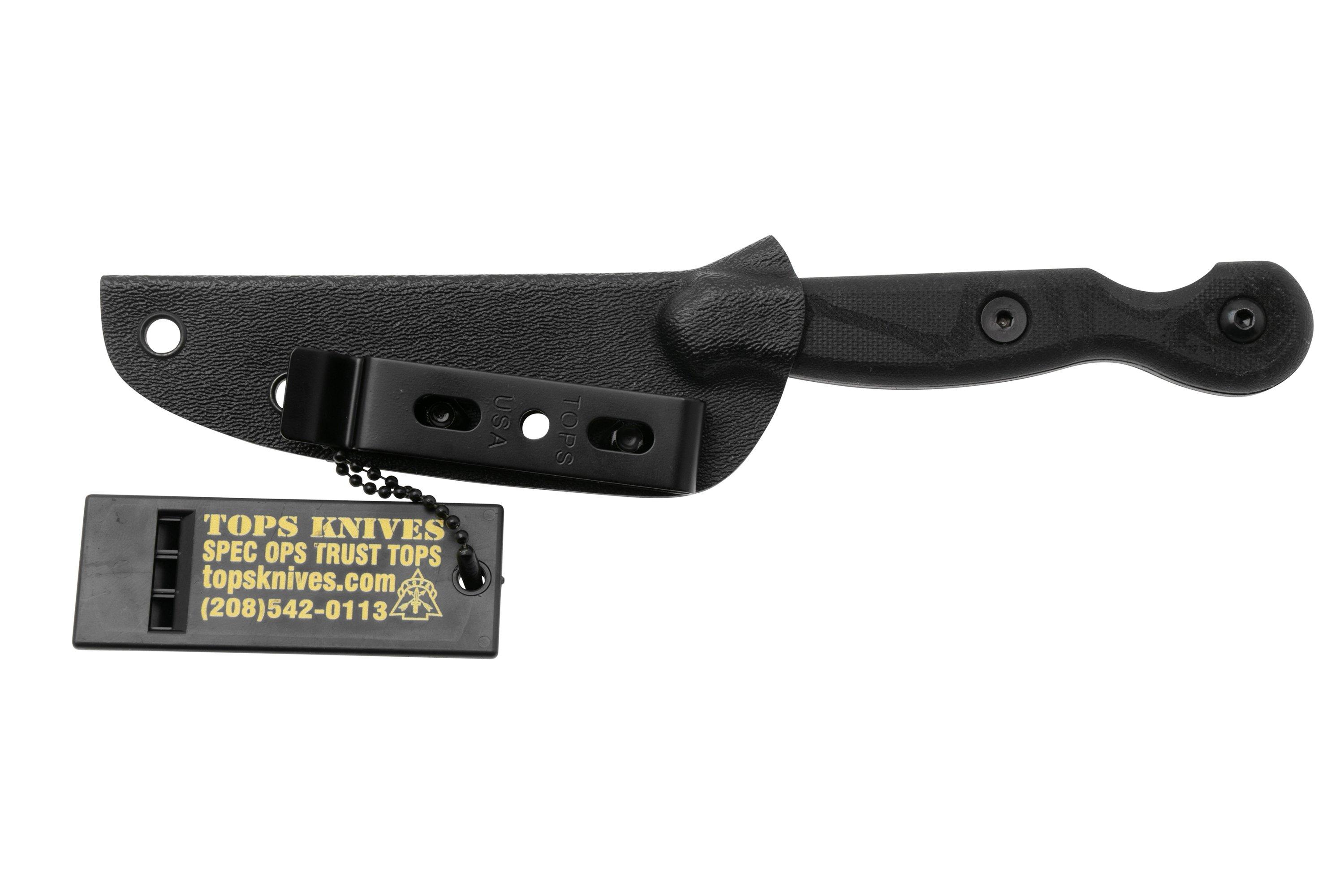 TOPS Knives El Pionero ELPO-02, 1095 Black Traction, Black Linen ...