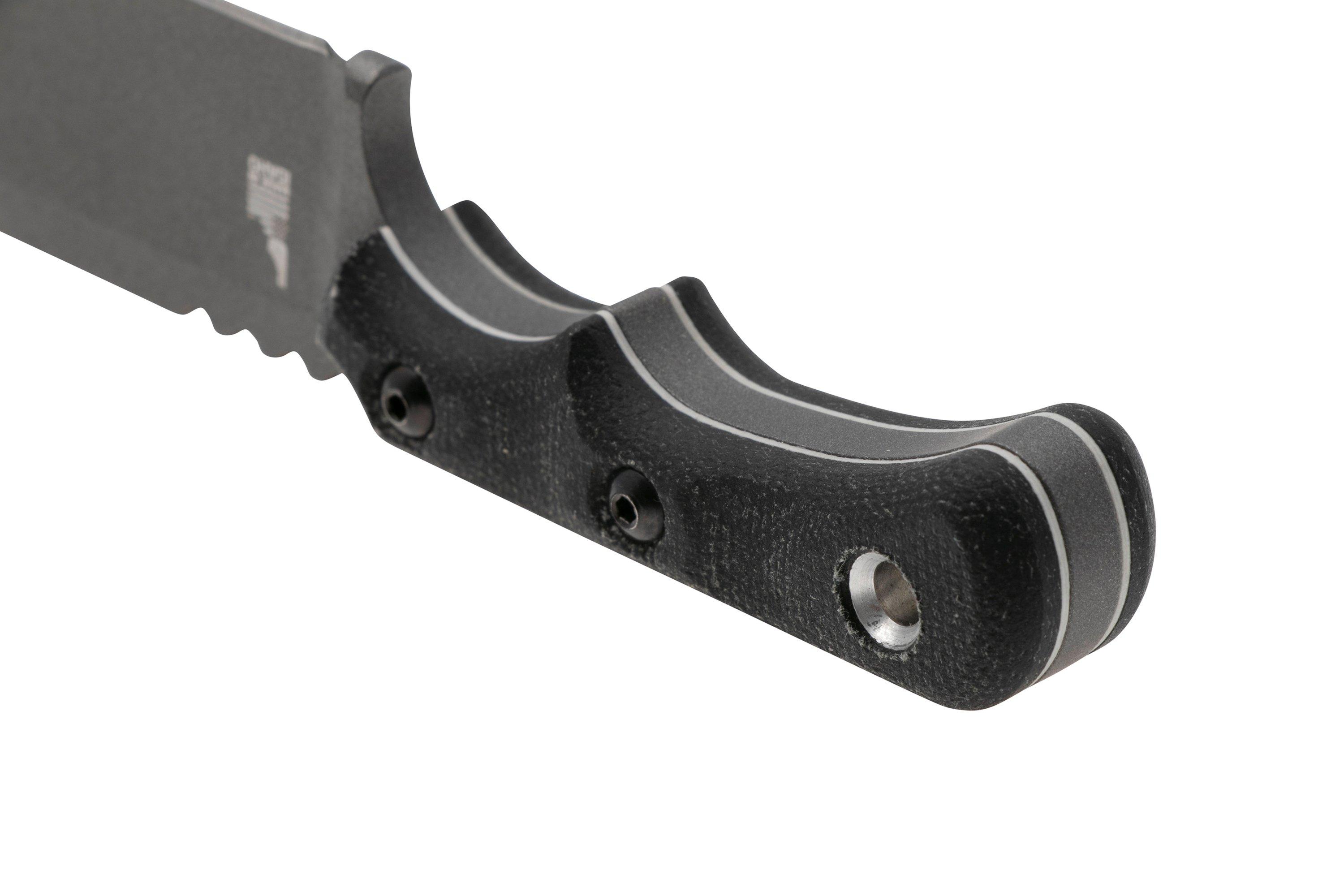 TOPS Knives Ivie IV-01, 1095 Tungsten Cerakote, Black Canvas Micarta ...