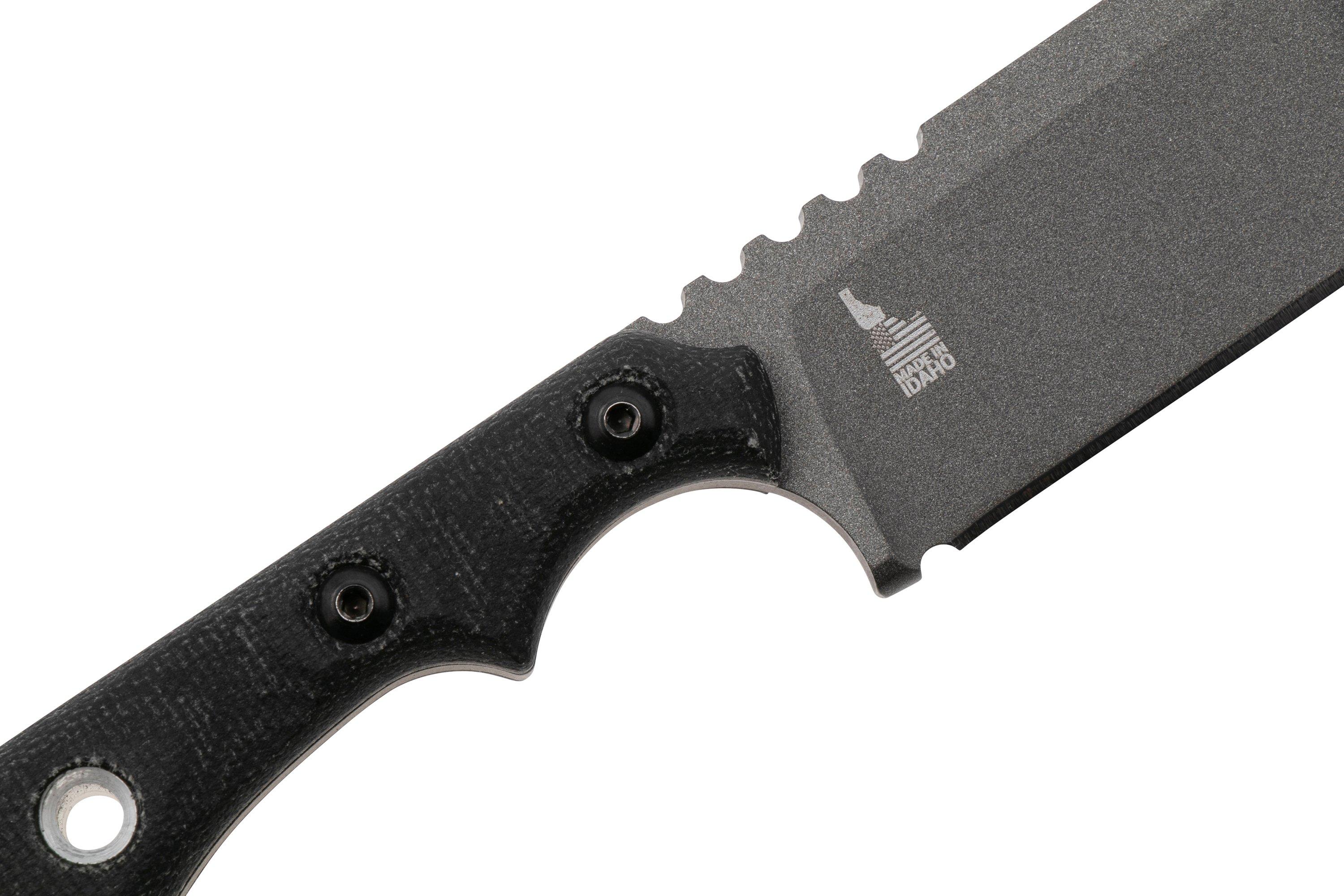 TOPS Knives Ivie IV-01, 1095 Tungsten Cerakote, Black Canvas Micarta ...