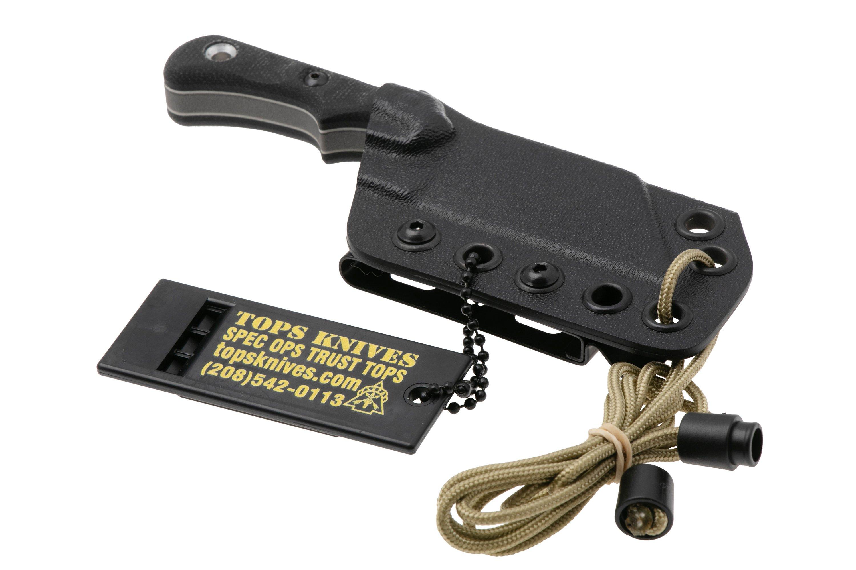 TOPS Knives Ivie IV-01, 1095 Tungsten Cerakote, Black Canvas Micarta ...