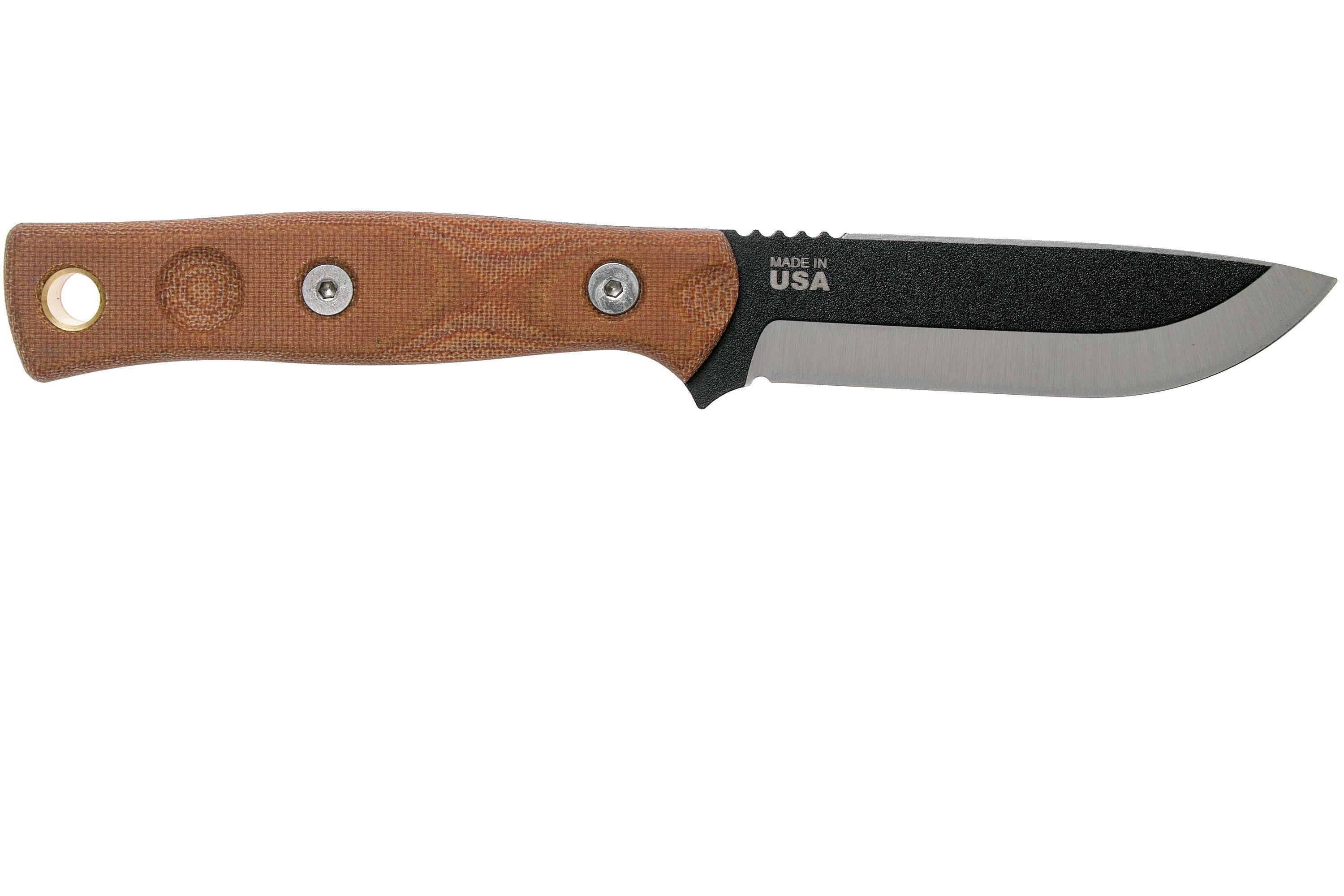 TOPS Fieldcraft 3.5 Mini BROS 90 Degree Spine, Firesteel, Brown Micarta ...