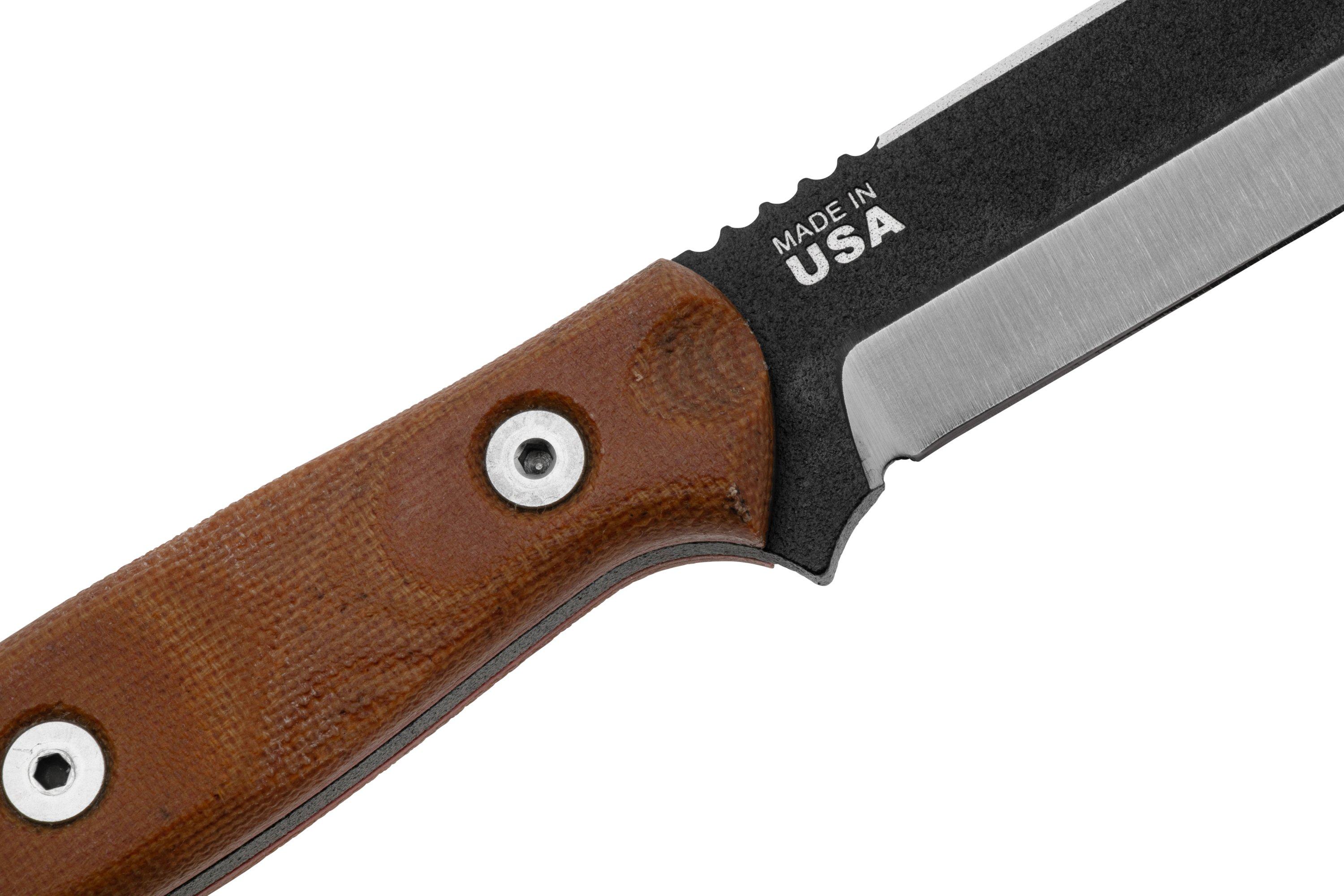 TOPS Fieldcraft 3.5 Mini BROS 90 Degree Spine, Firesteel, Brown Micarta ...