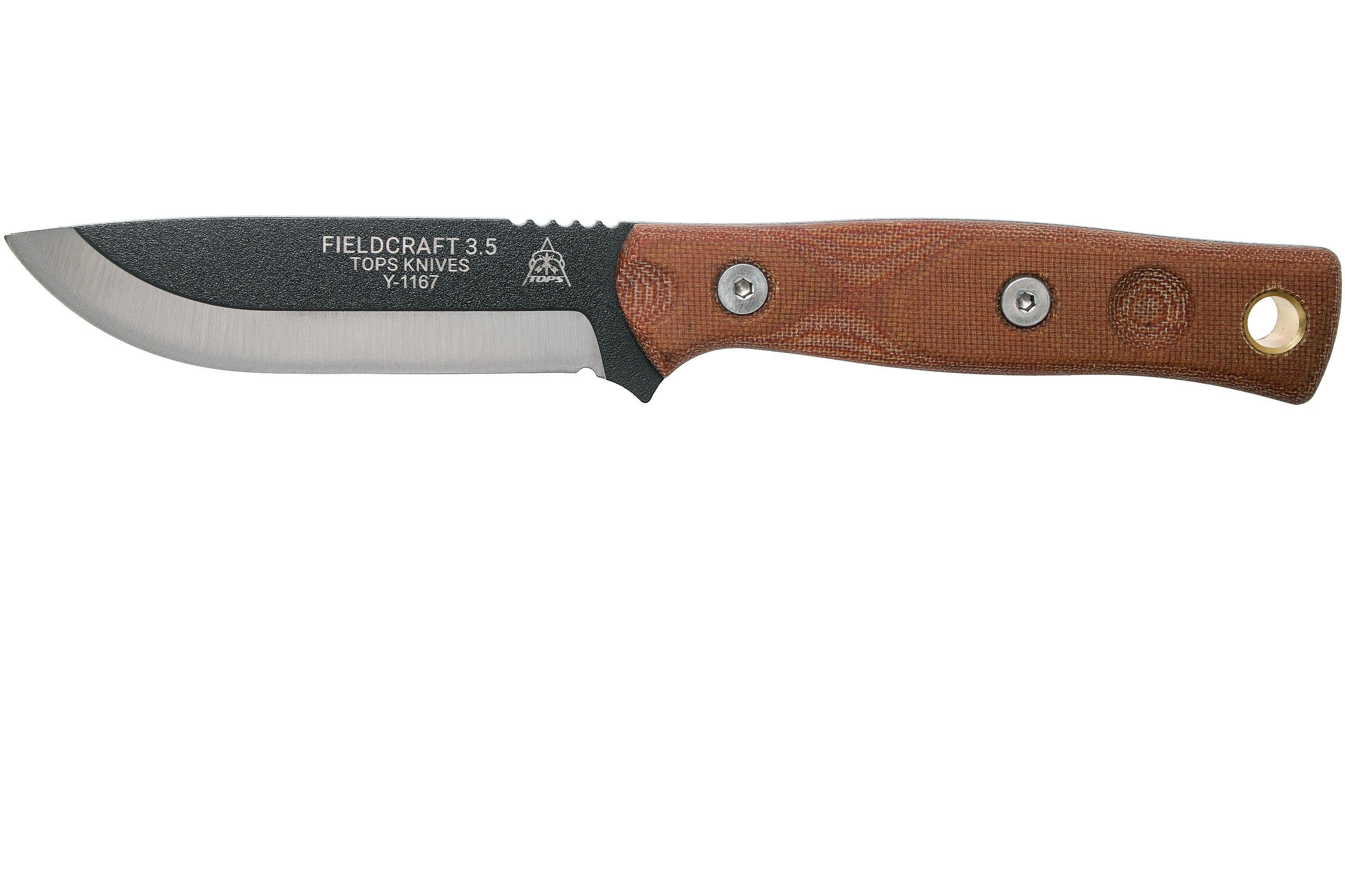 TOPS Fieldcraft 3.5 Mini BROS, Brown Micarta MBROS-01 bushcraftmes ...