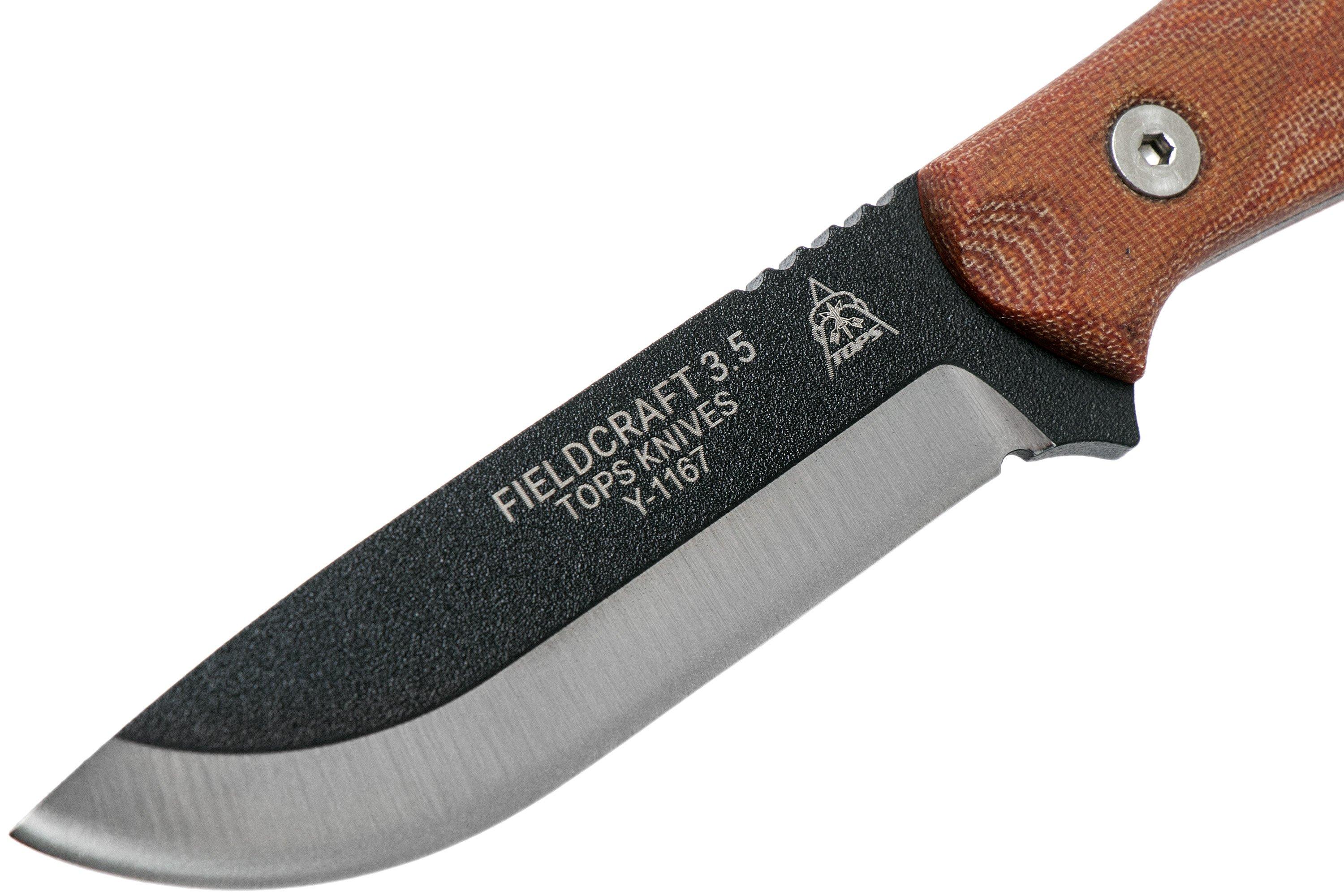 TOPS Fieldcraft 3.5 Mini BROS, Brown Micarta MBROS-01 bushcraftmes ...