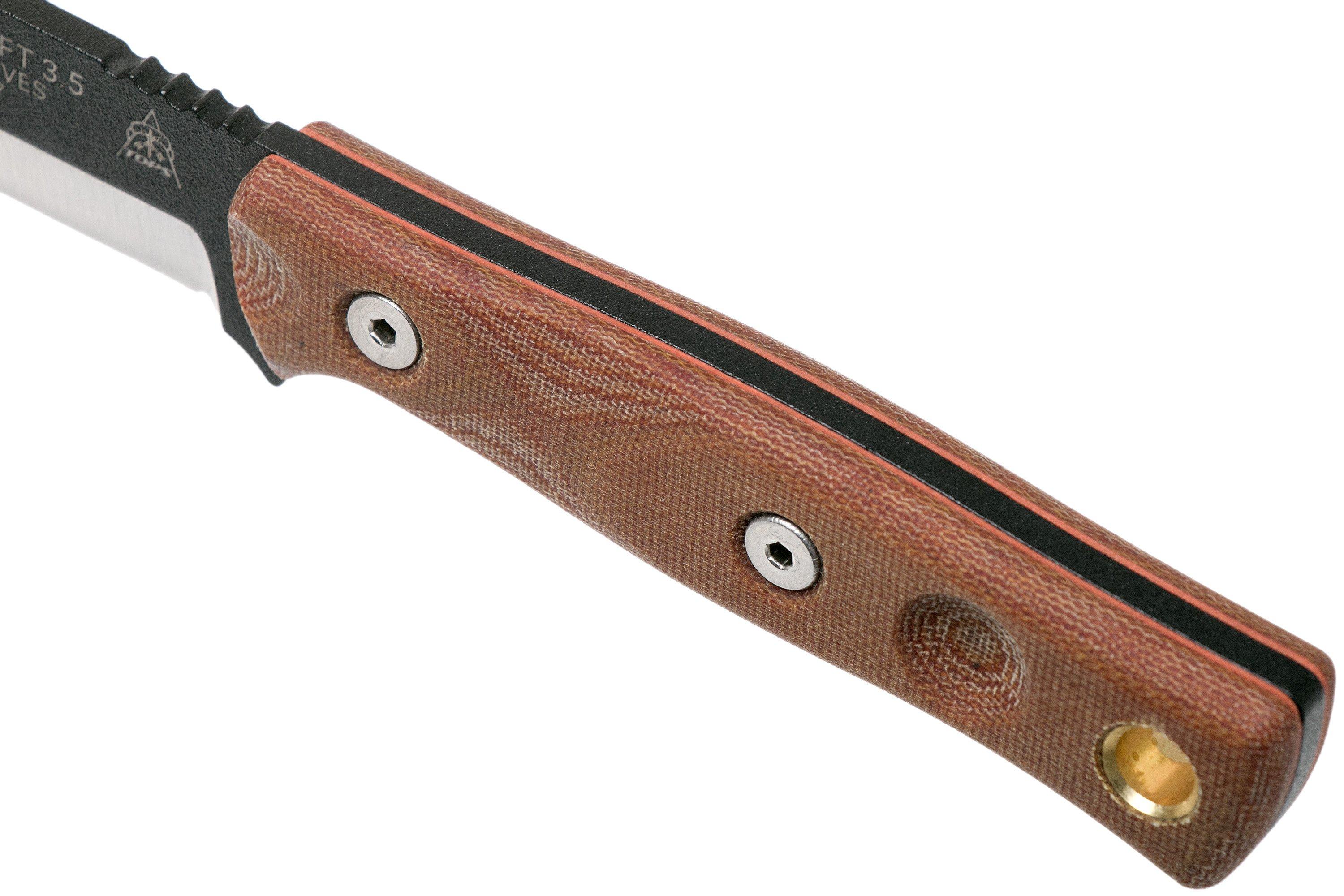 TOPS Fieldcraft 3.5 Mini BROS, Brown Micarta MBROS-01 bushcraft knife ...