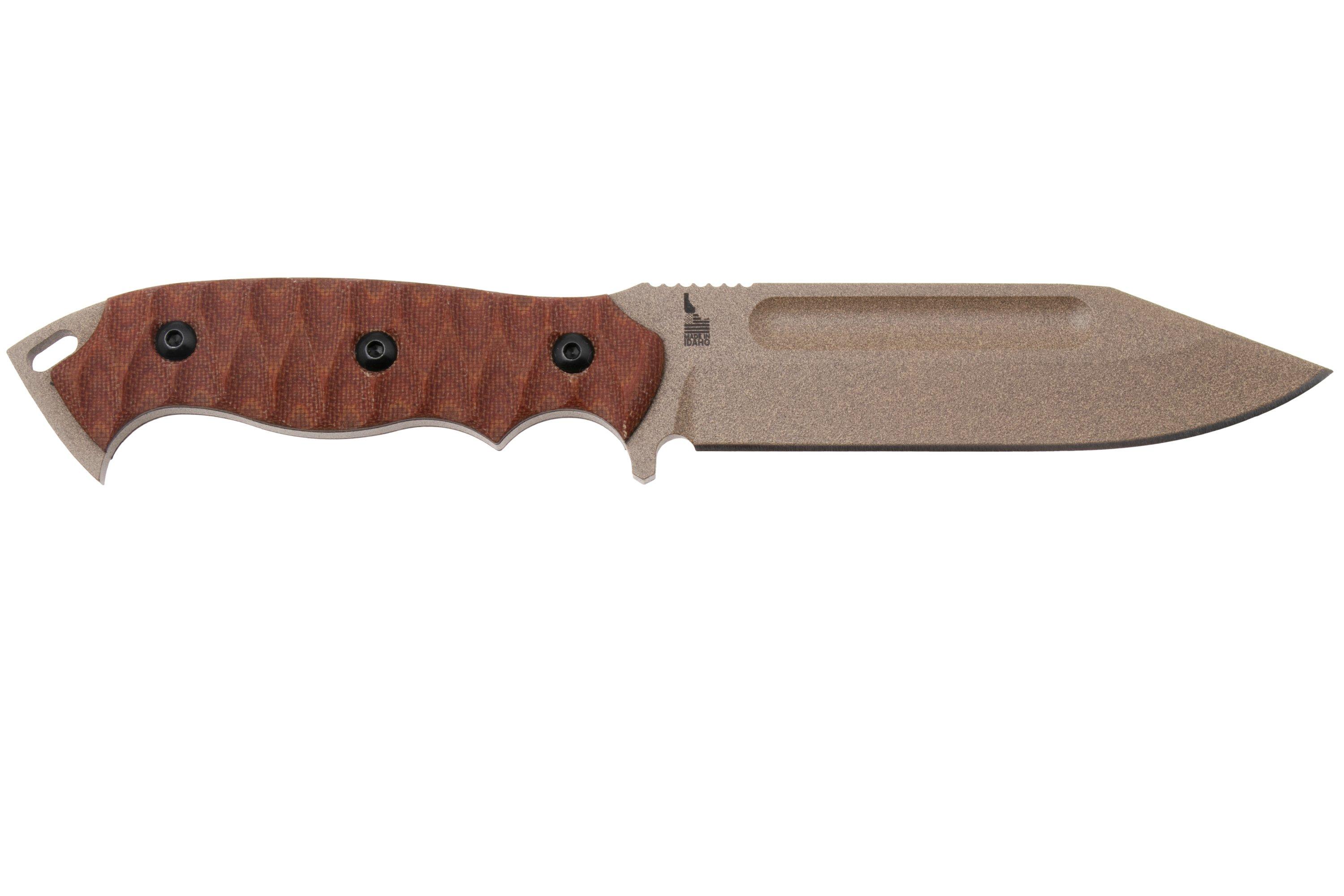 TOPS Knives M-PAT, MPAT-01, 1095 Coyote Tan Coating, Tan Canvas Micarta ...