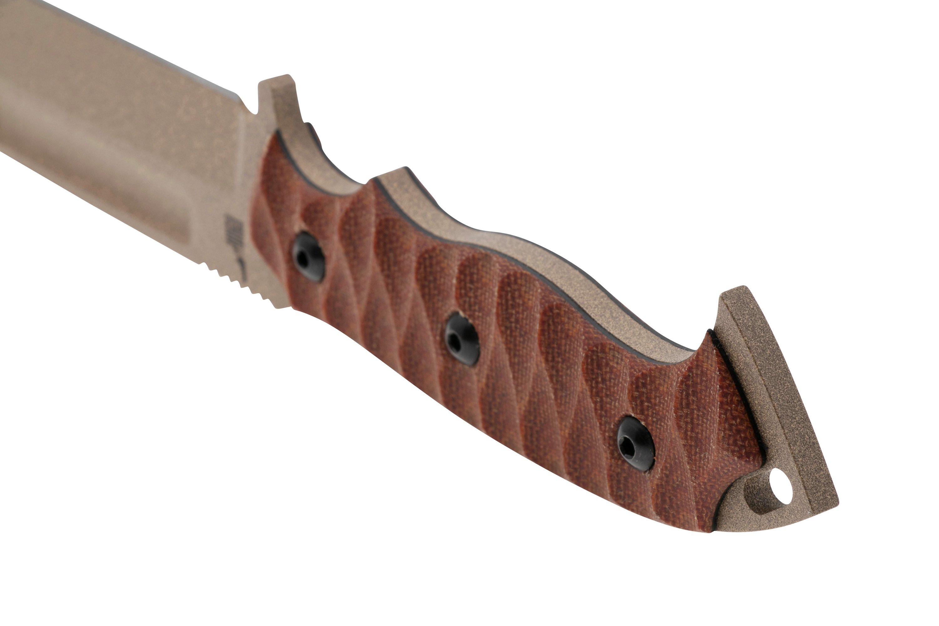 TOPS Knives M-PAT, MPAT-01, 1095 Coyote Tan Coating, Tan Canvas Micarta ...