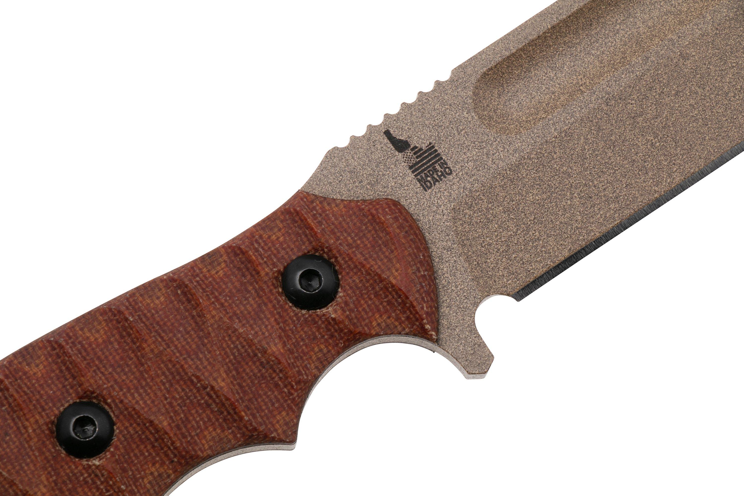 TOPS Knives M-PAT, MPAT-01, 1095 Coyote Tan Coating, Tan Canvas Micarta ...