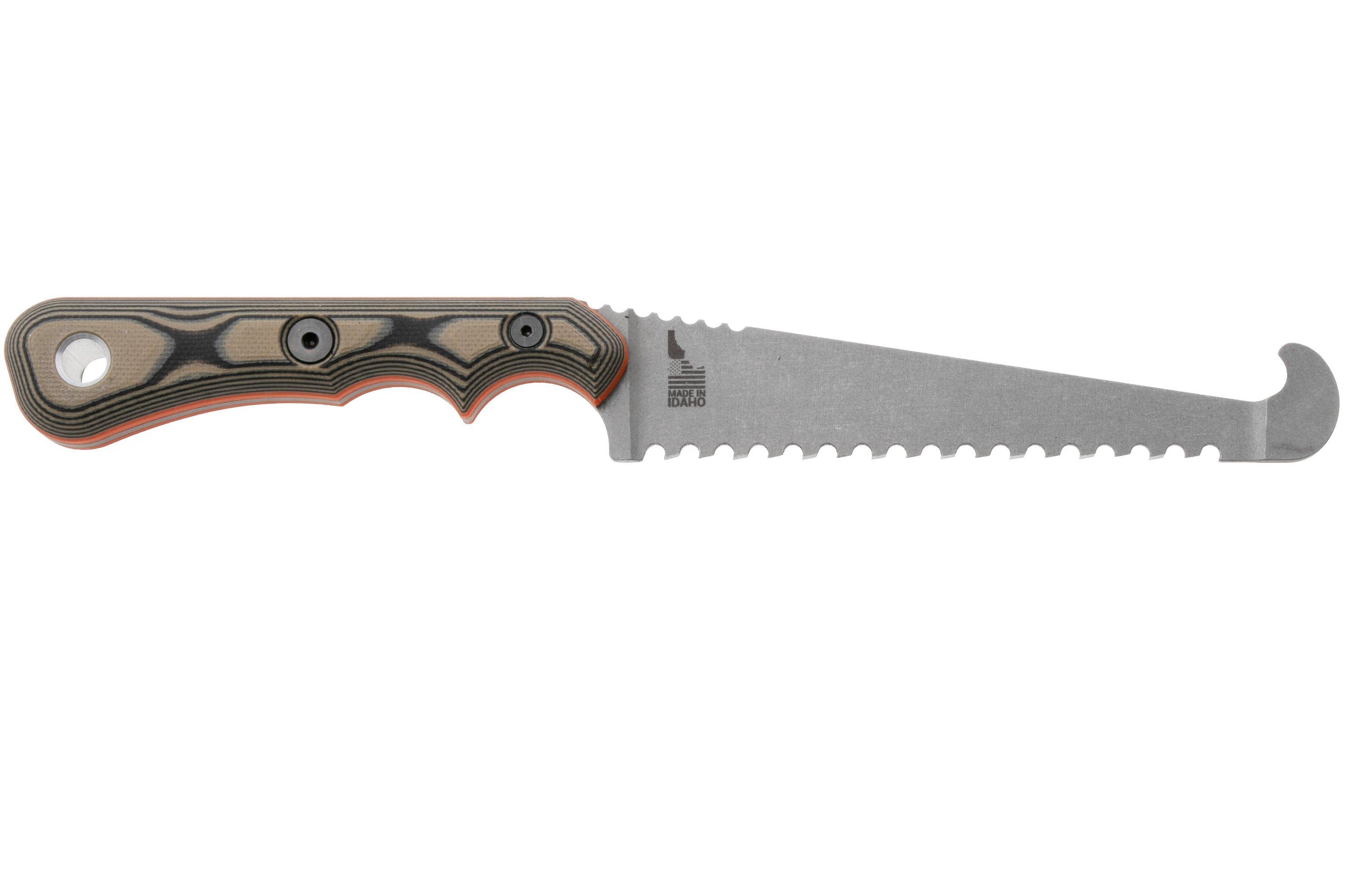 TOPS Knives Muley Saw MSAW-01, 154CM Tumble Finished, Tan Black G10 ...