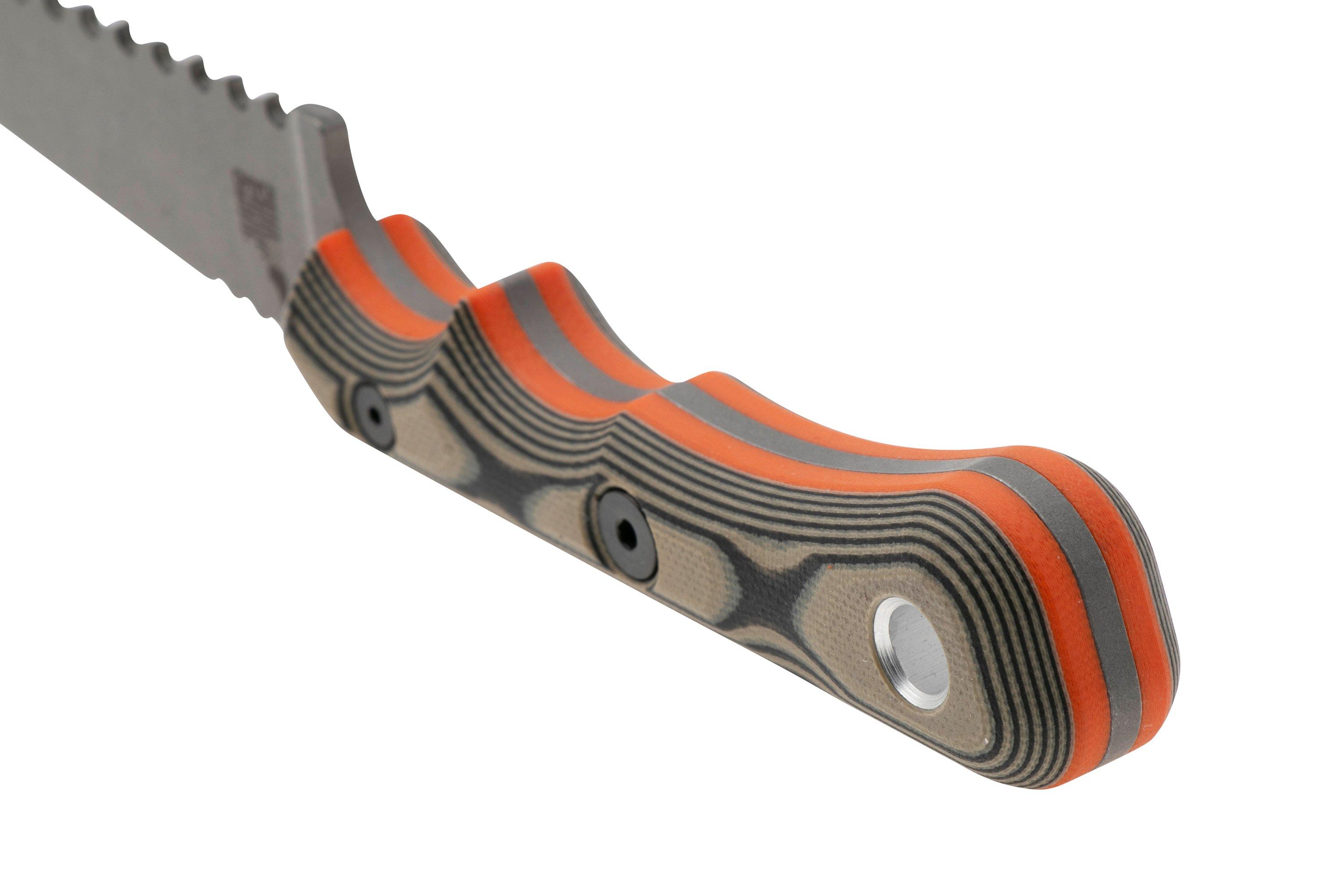 TOPS Knives Muley Saw MSAW-01, 154CM Tumble Finished, Tan Black G10 ...