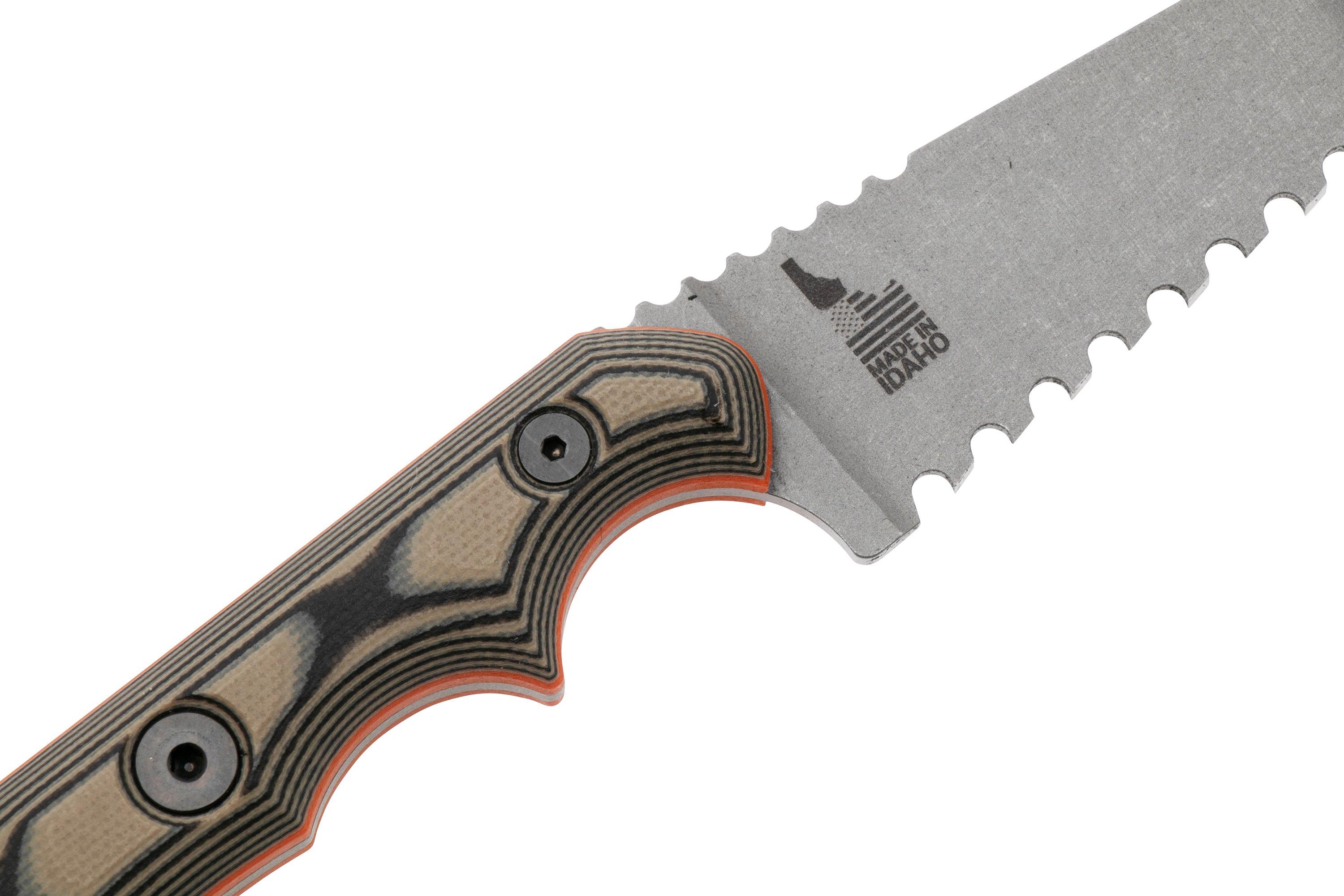 TOPS Knives Muley Saw MSAW-01, 154CM Tumble Finished, Tan Black G10 ...