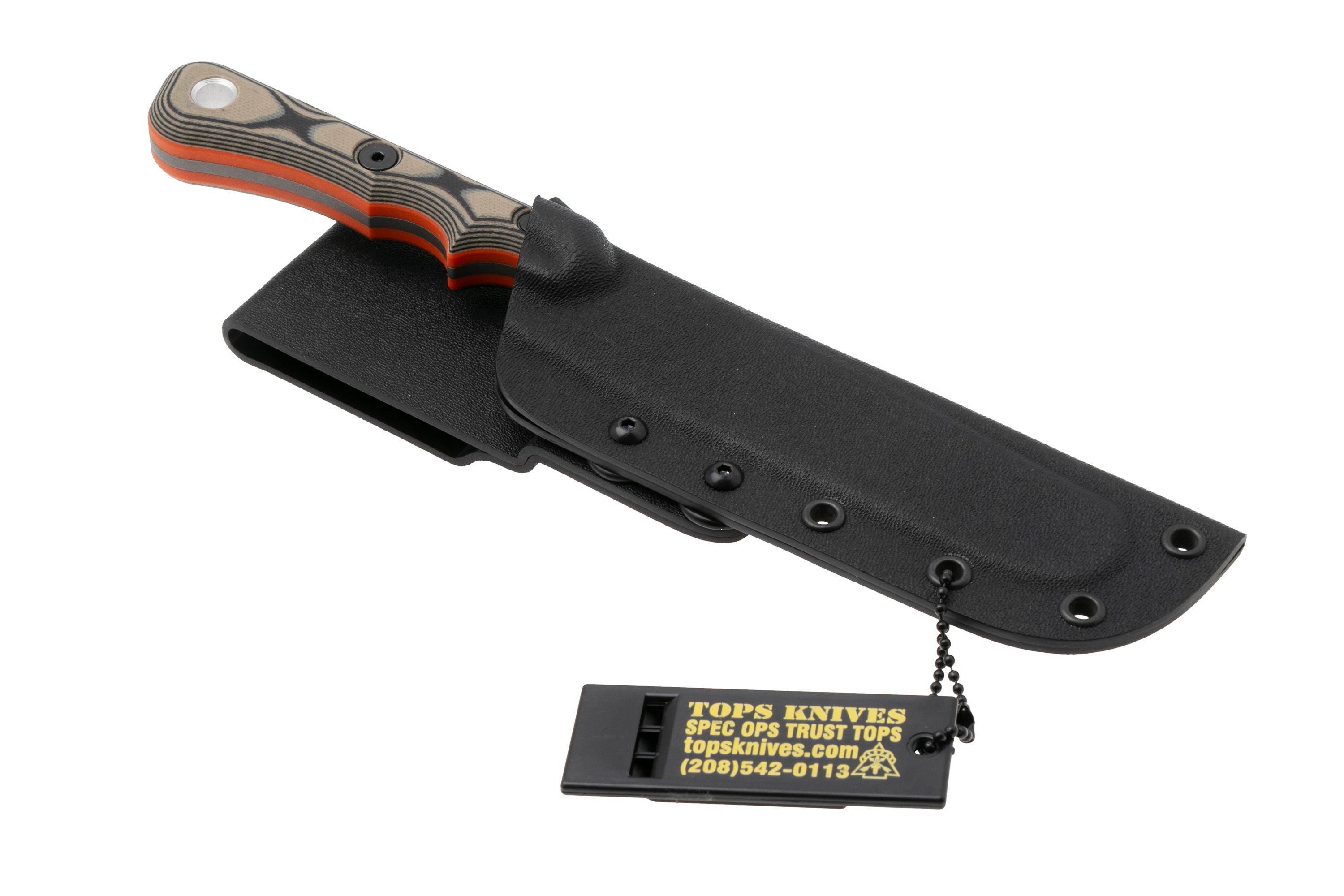 TOPS Knives Muley Saw MSAW-01, 154CM Tumble Finished, Tan Black G10 ...