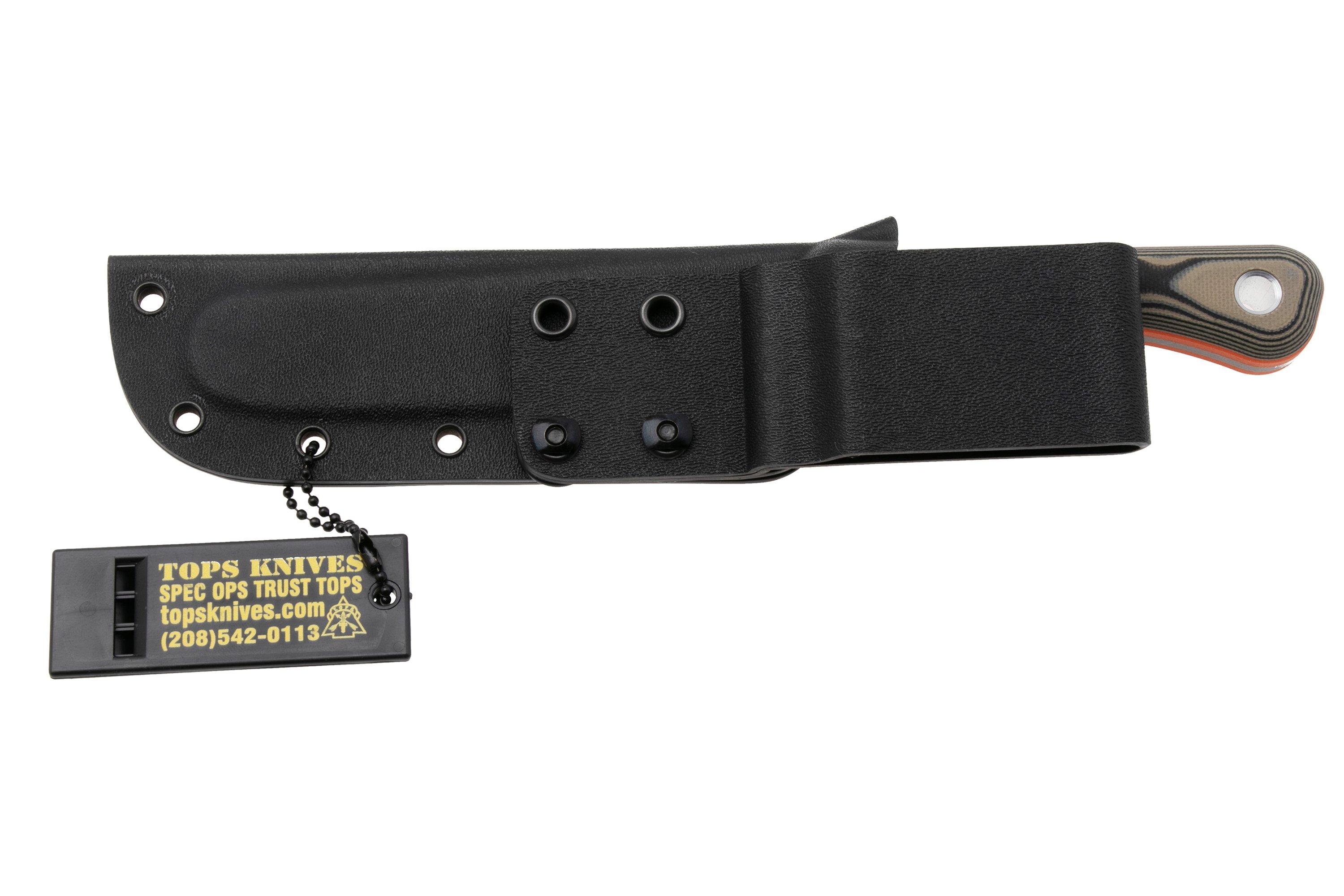 TOPS Knives Muley Saw MSAW-01, 154CM Tumble Finished, Tan Black G10 ...