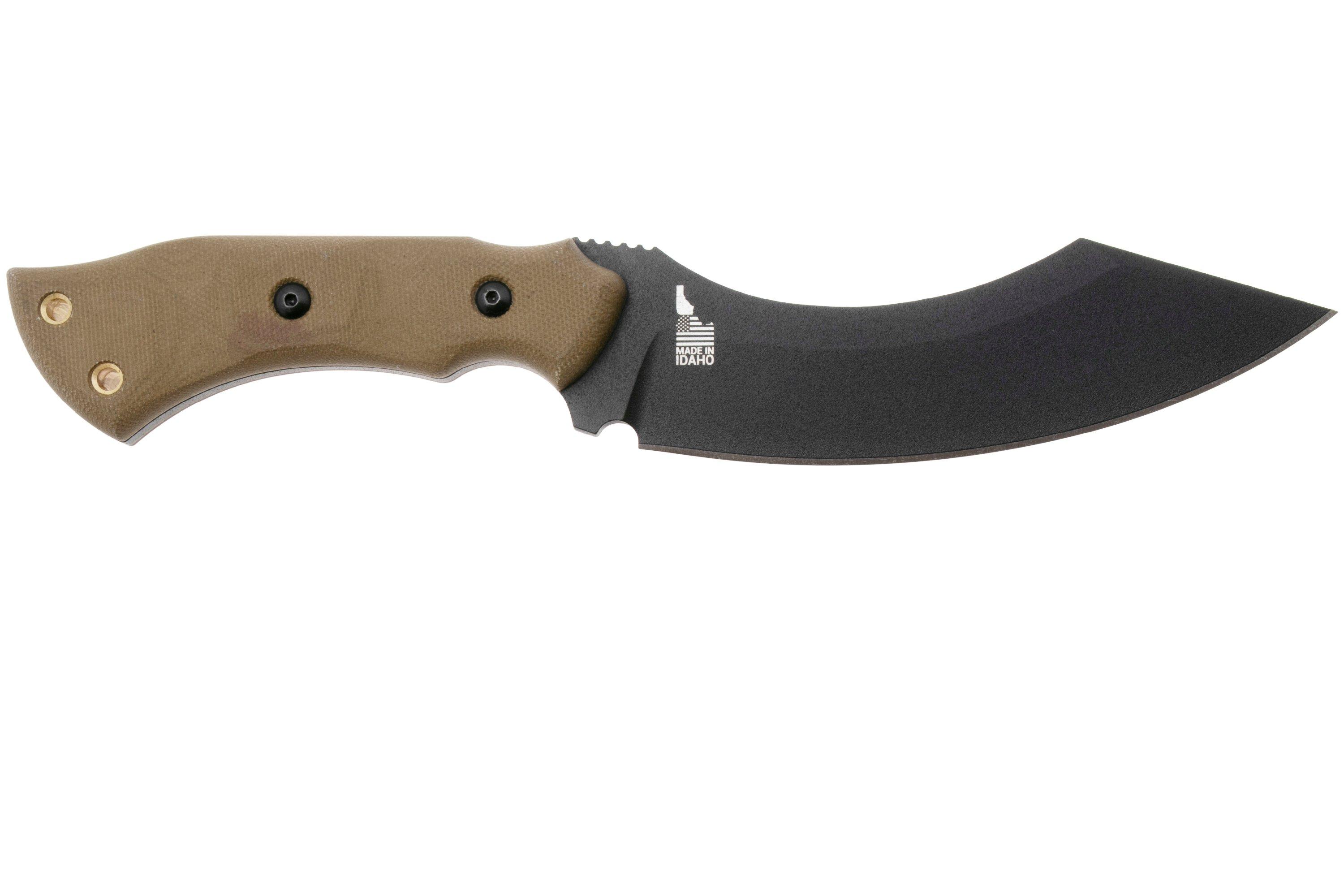 TOPS Knives Tundra Wolf TWLF-01 Black Traction 1095, Green Micarta ...