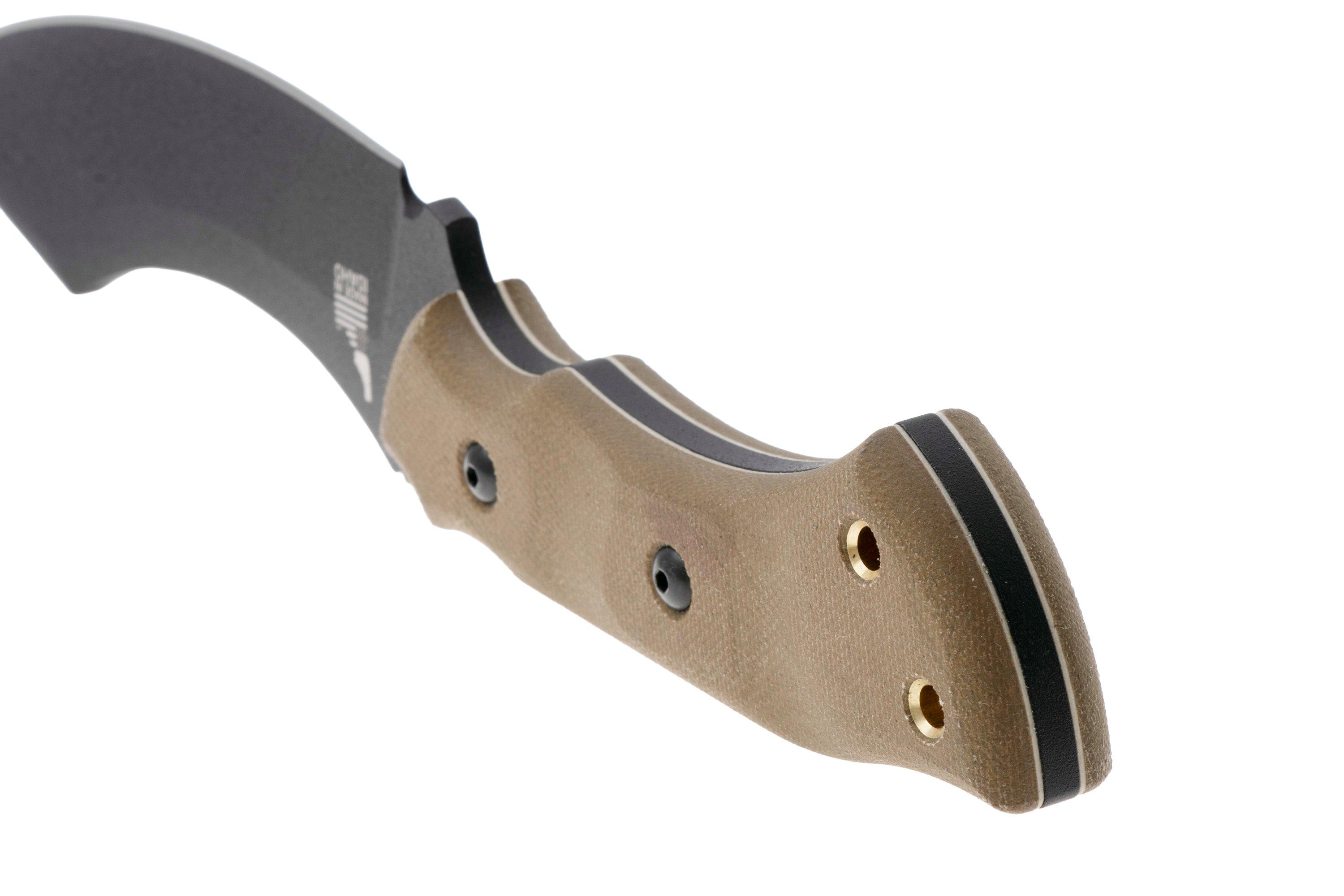 TOPS Knives Tundra Wolf TWLF-01 Black Traction 1095, Green Micarta ...