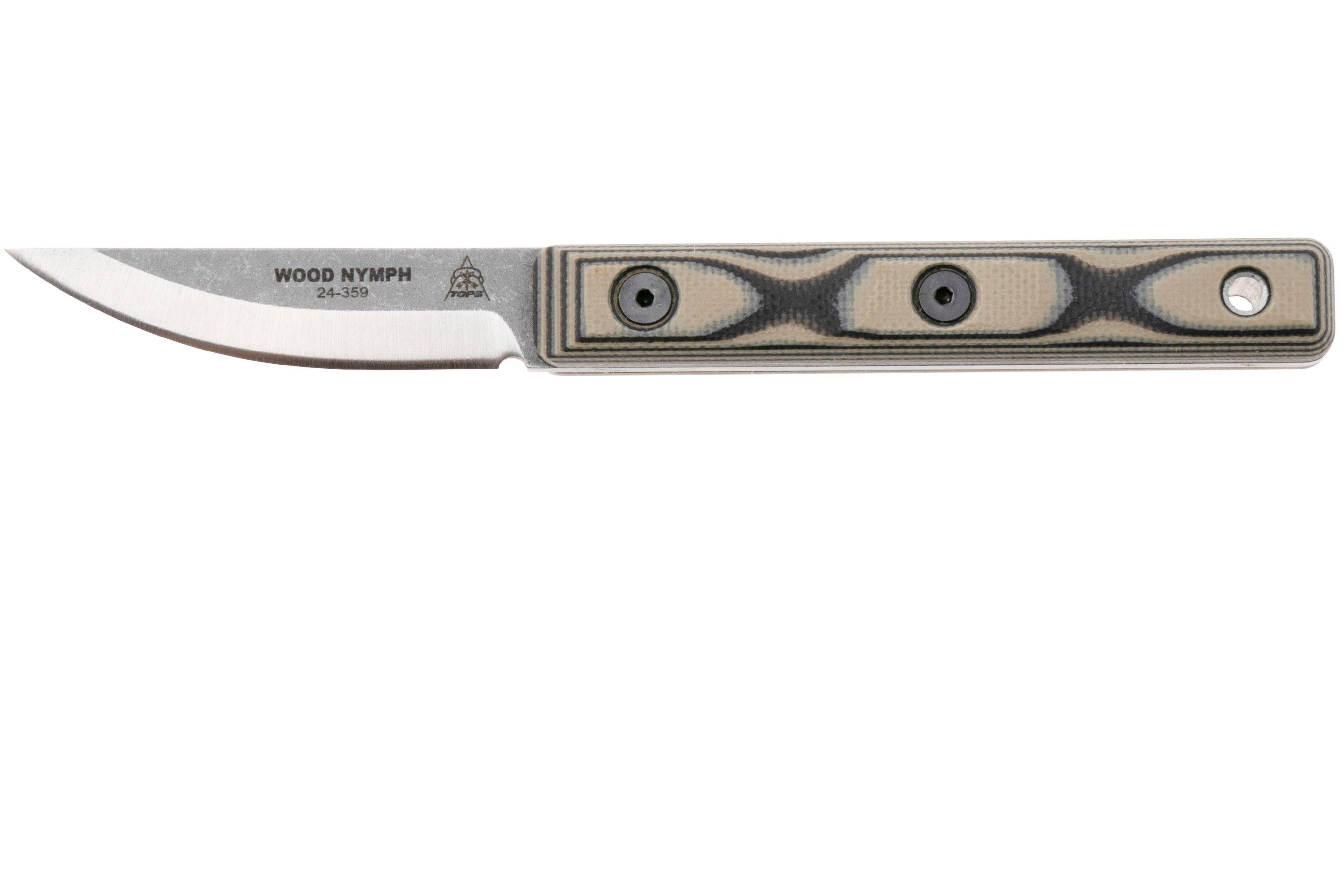 TOPS Knives Wood Nymph WDNP-01 Stonewashed 1095, Black Tan Micarta ...
