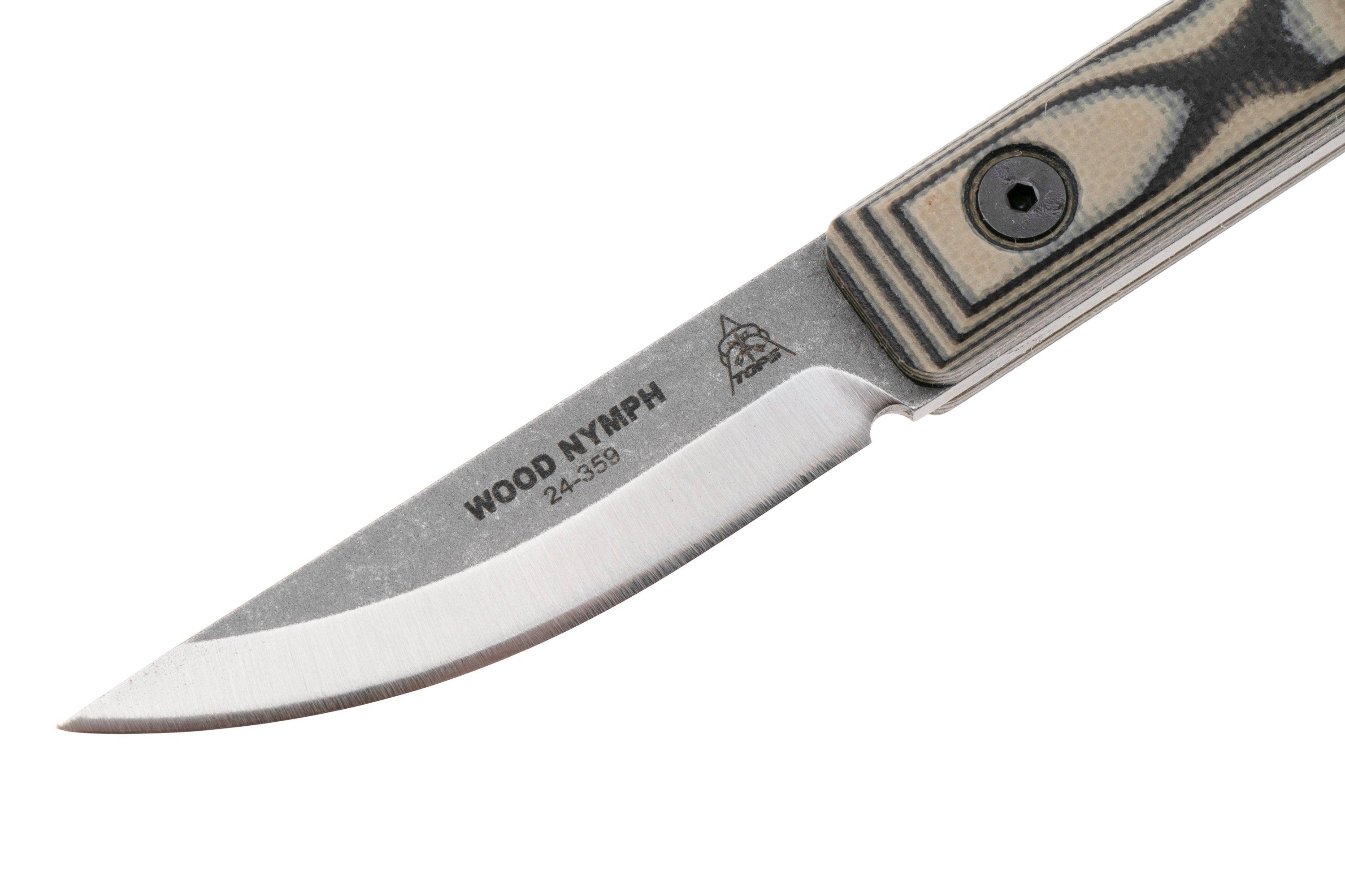 TOPS Knives Wood Nymph WDNP-01 Stonewashed 1095, Black Tan Micarta ...