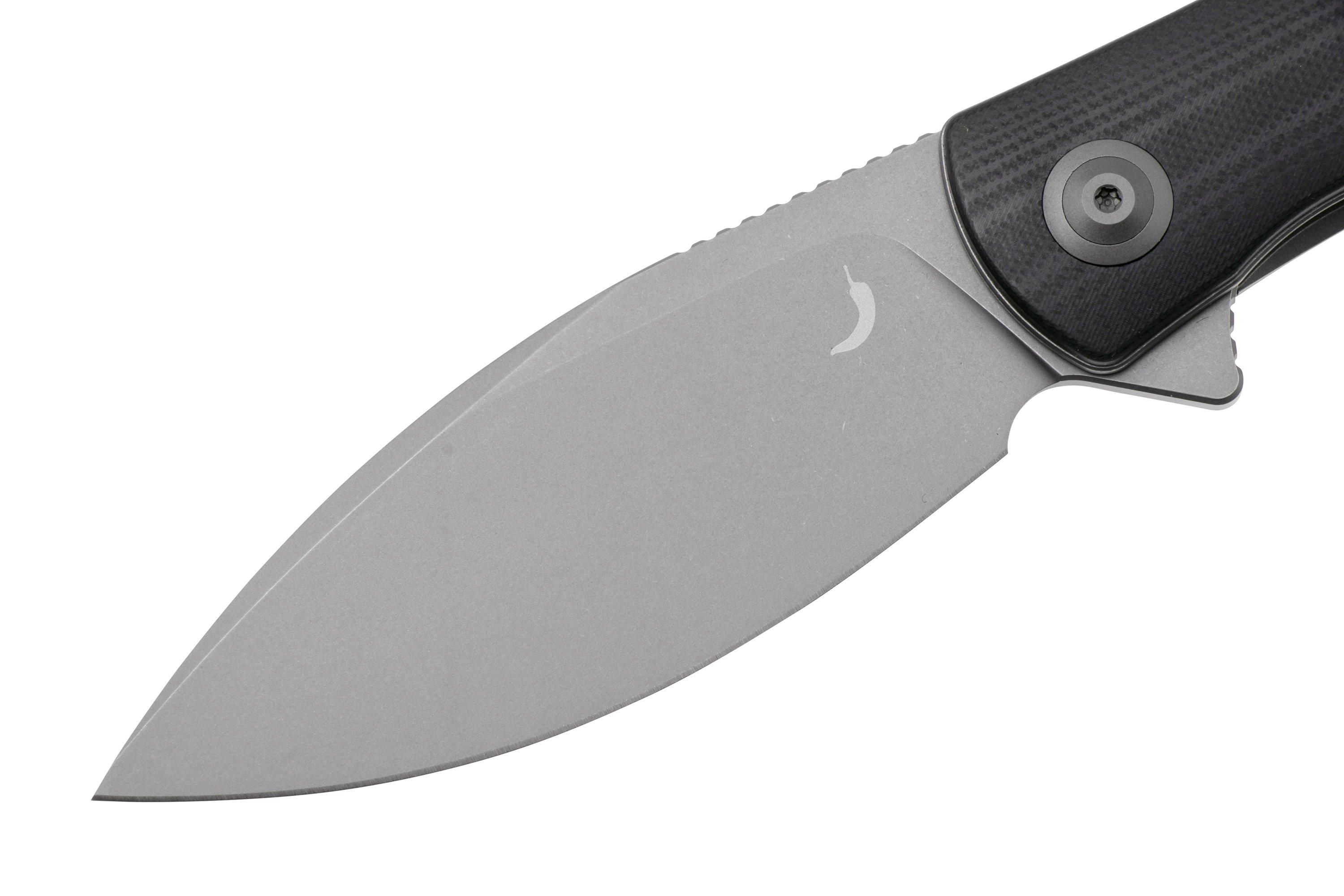 Trollsky Knives Mandu XL MT013-XL Grey Stonewashed D2, Black G10 pocket ...