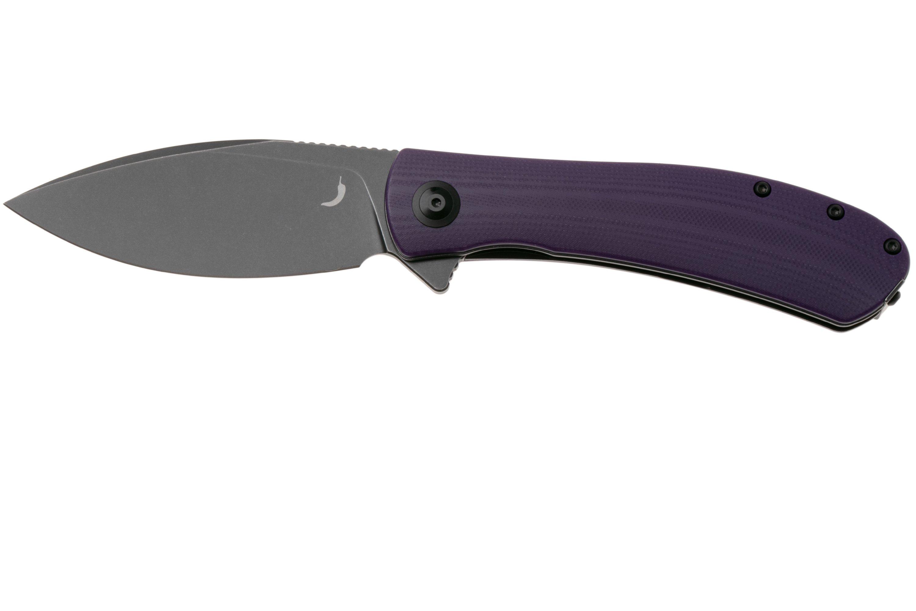 Trollsky Knives Mandu XL MT022-XL, Black 14C28N, Purple G10, couteau de ...
