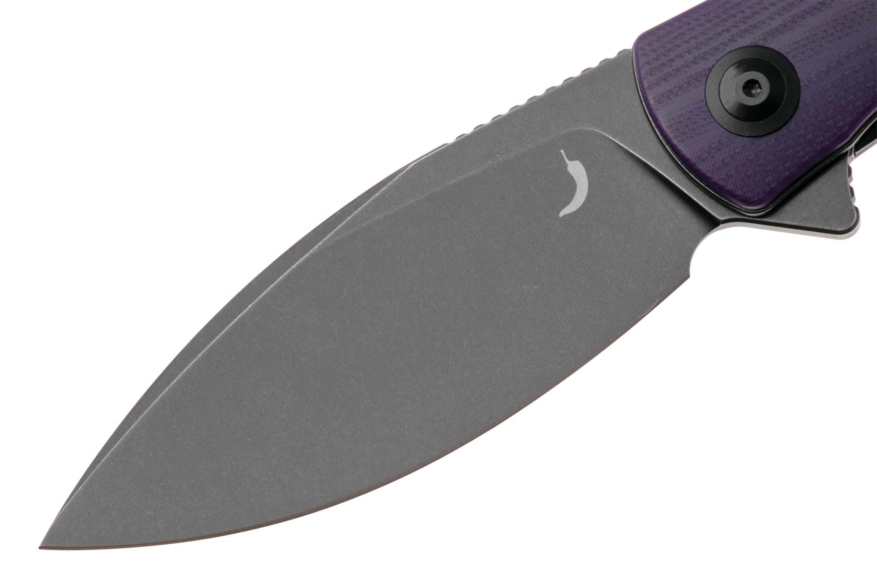 Trollsky Knives Mandu XL MT022-XL, Black 14C28N, Purple G10, couteau de ...